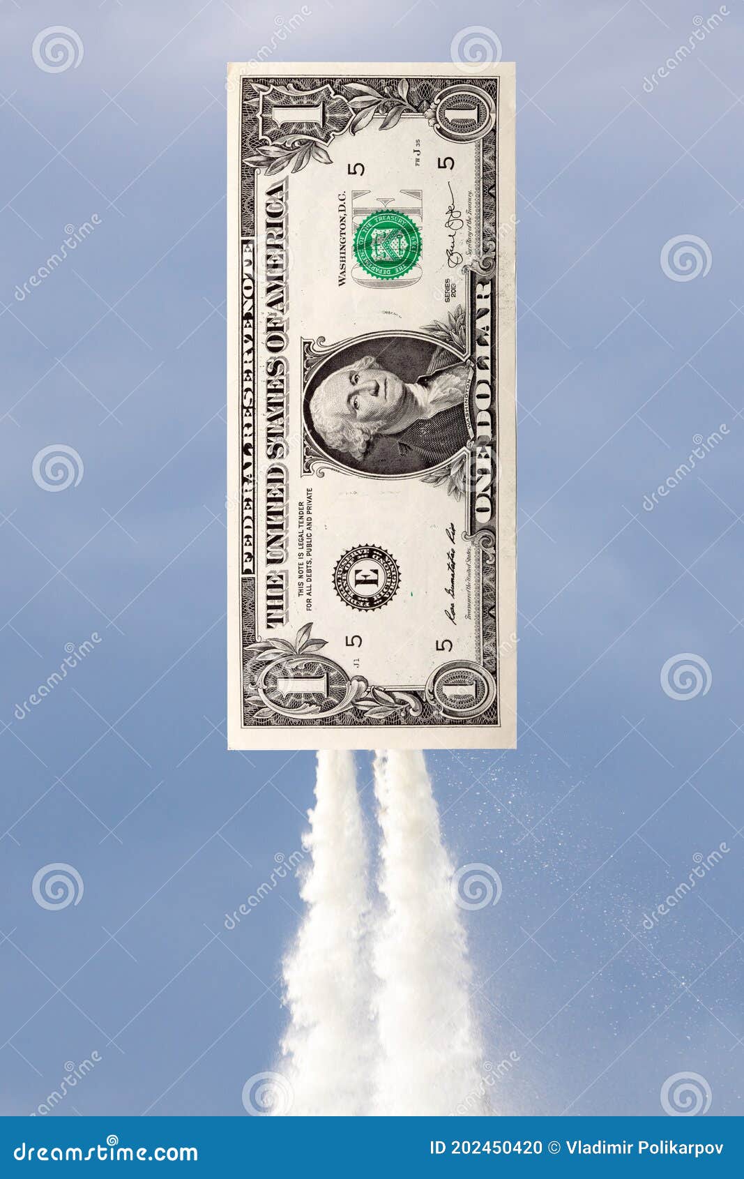 A Dollar Flying into the Sky. the Concept of Currency Growth Stock ...