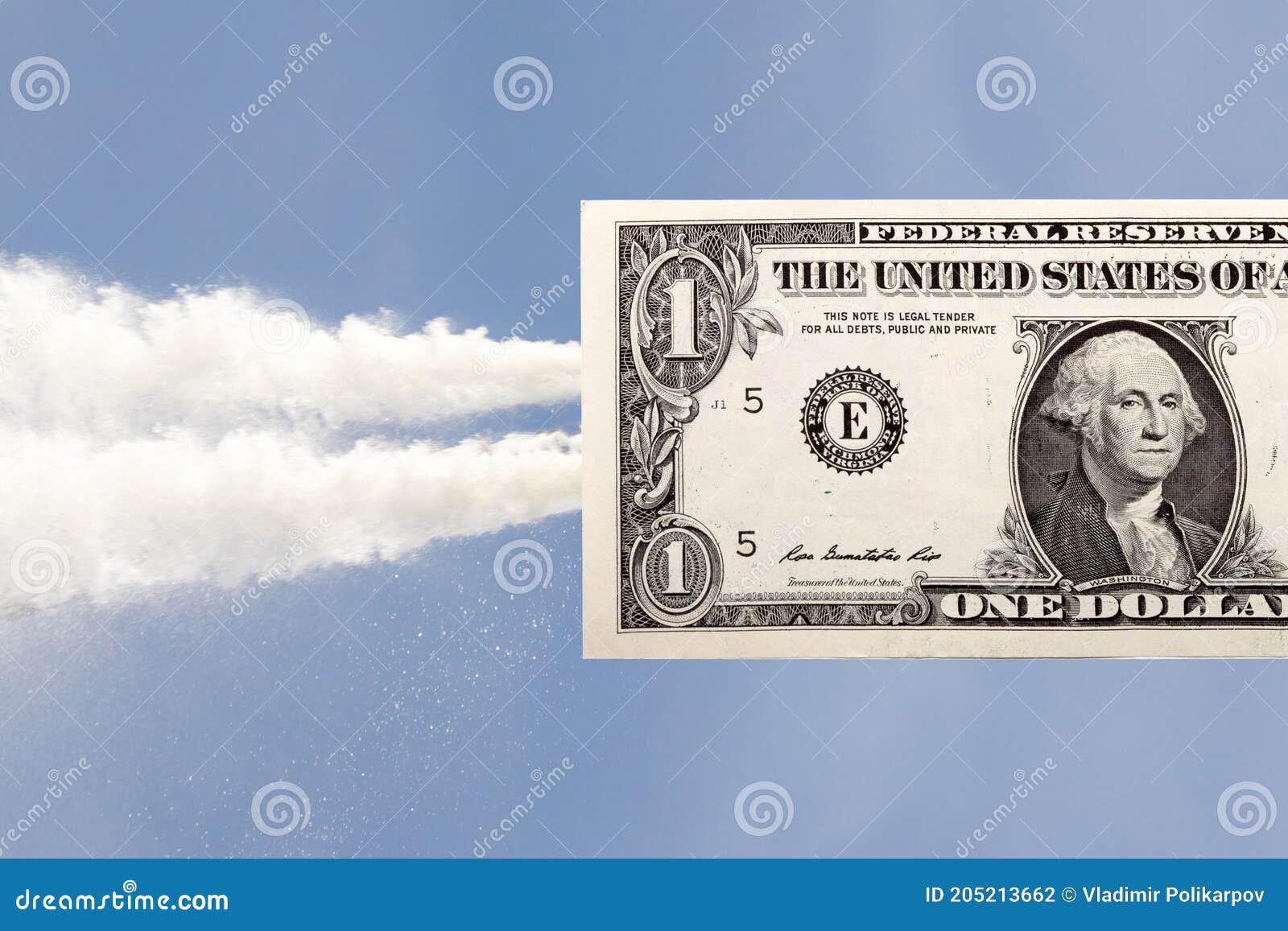 A Dollar Flying into the Sky. the Concept of Currency Growth Stock ...