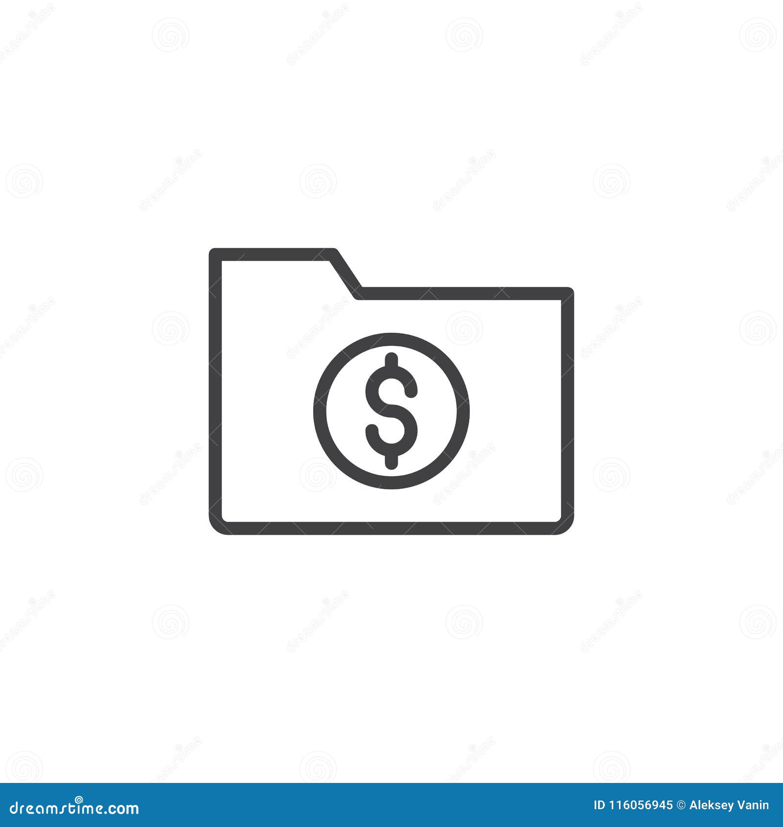 Dollar folder outline icon stock vector. Illustration of line - 116056945