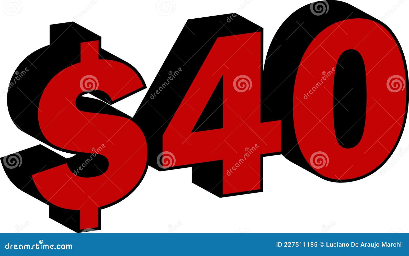 $40 Dollar Forty Price Symbol Red Stock Illustration - Illustration of ...
