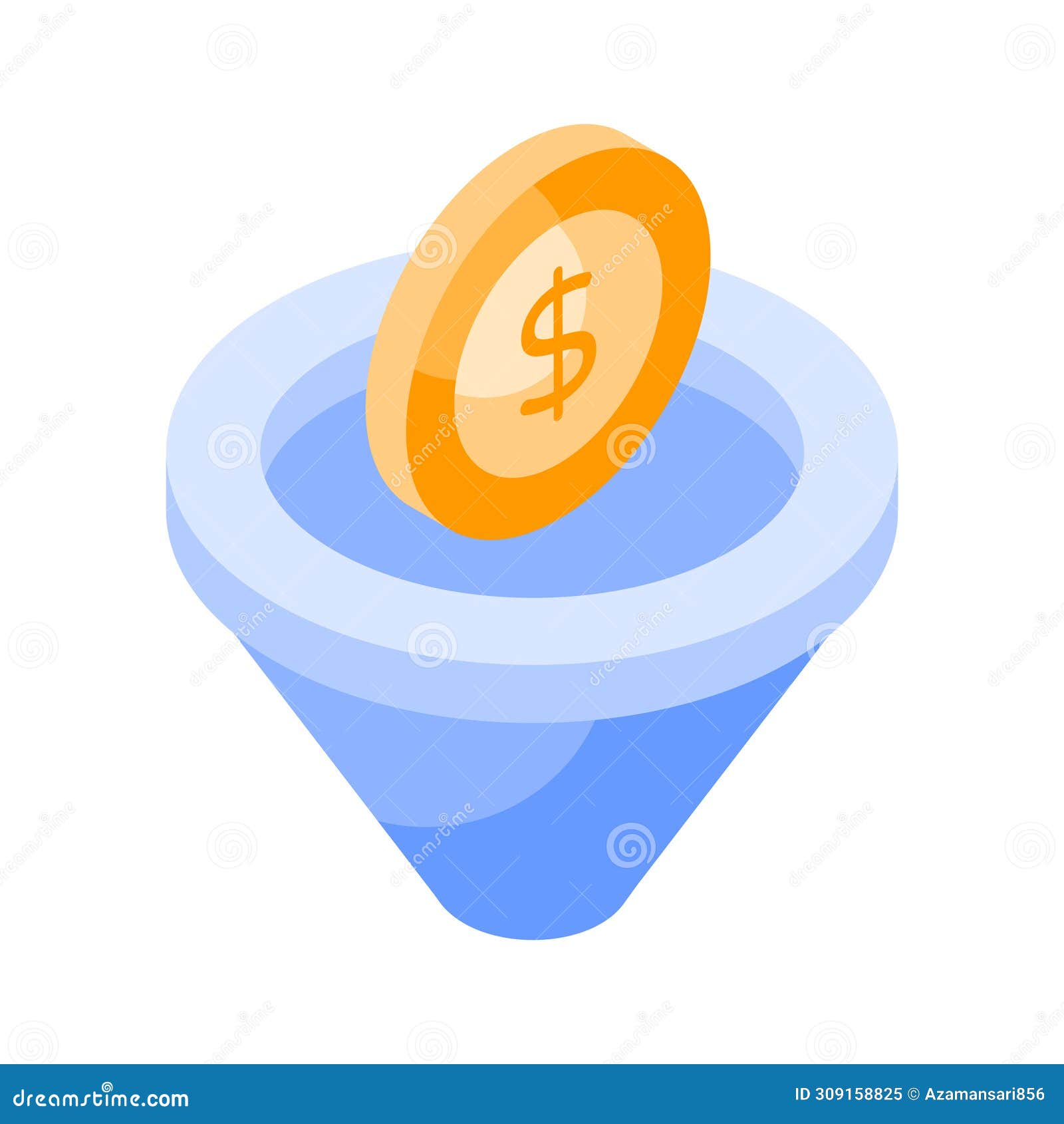 Dollar with Funnel, Concept of Money Filter Isometric Vector Stock ...