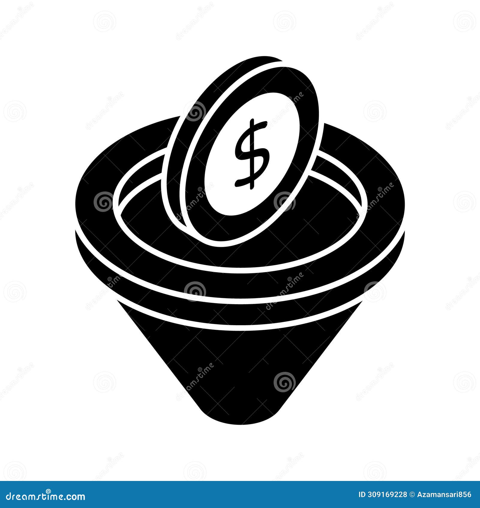 Dollar with Funnel, Concept of Money Filter Isometric Vector Stock ...