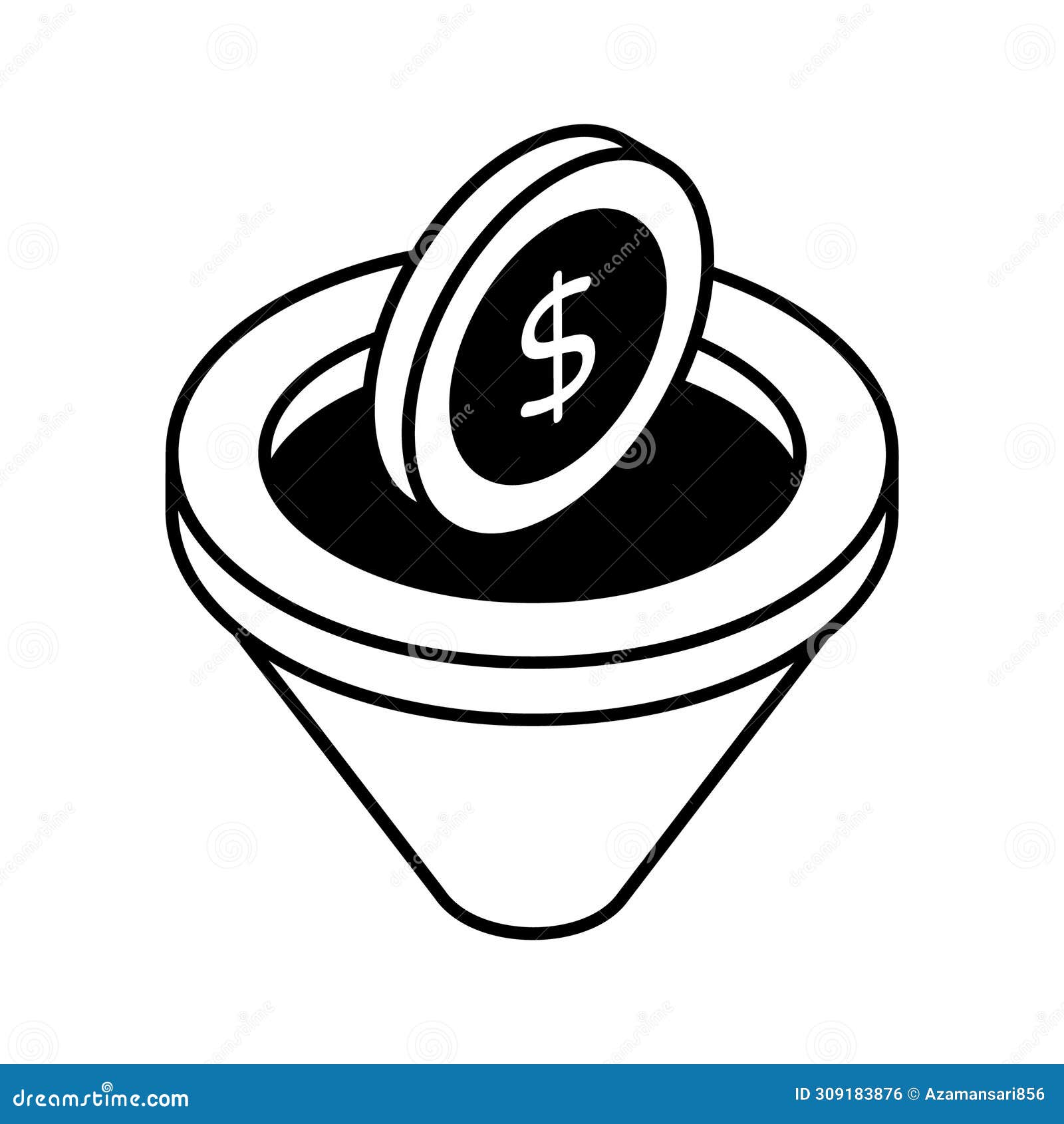 Dollar with Funnel, Concept of Money Filter Isometric Vector Stock ...