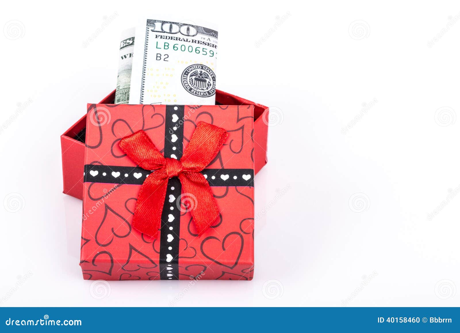 Dollar in gift box stock photo. Image of giving, cash - 40158460