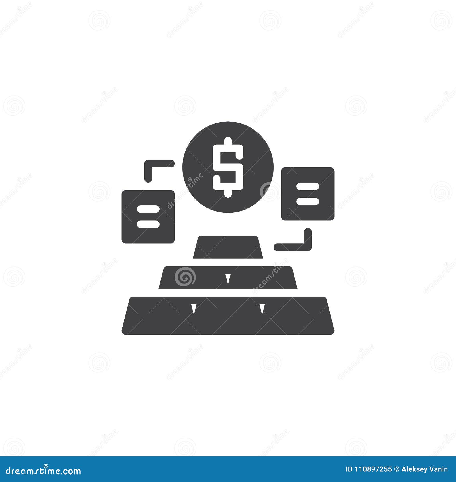 Dollar and Gold Bars Pyramid Vector Icon Stock Vector - Illustration of ...
