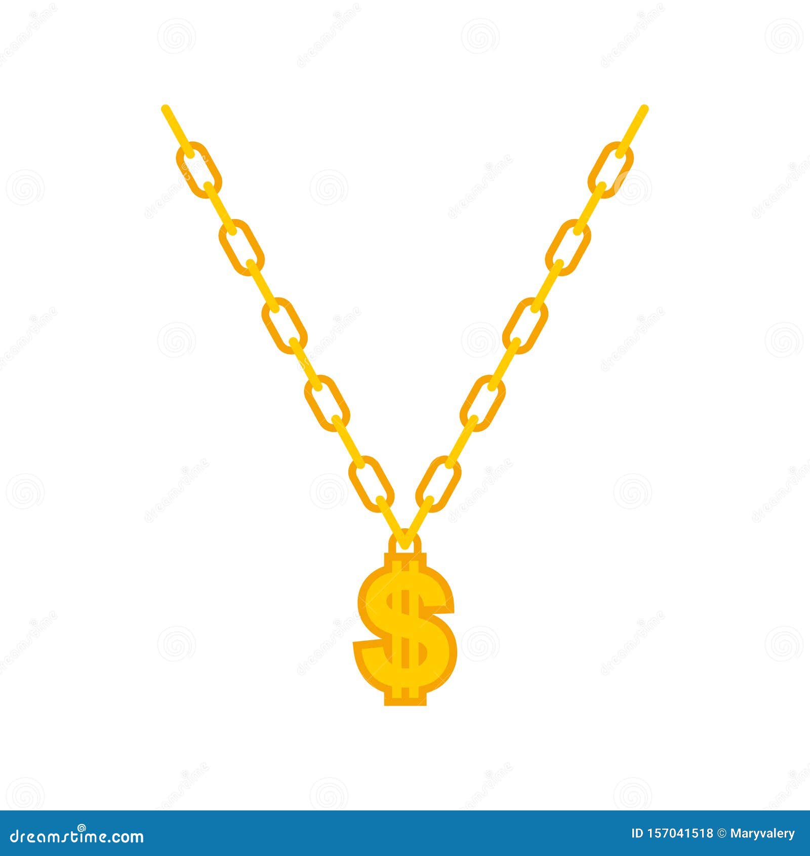 Dollar on Gold Chain. Rapper Necklace Stock Vector - Illustration of ...