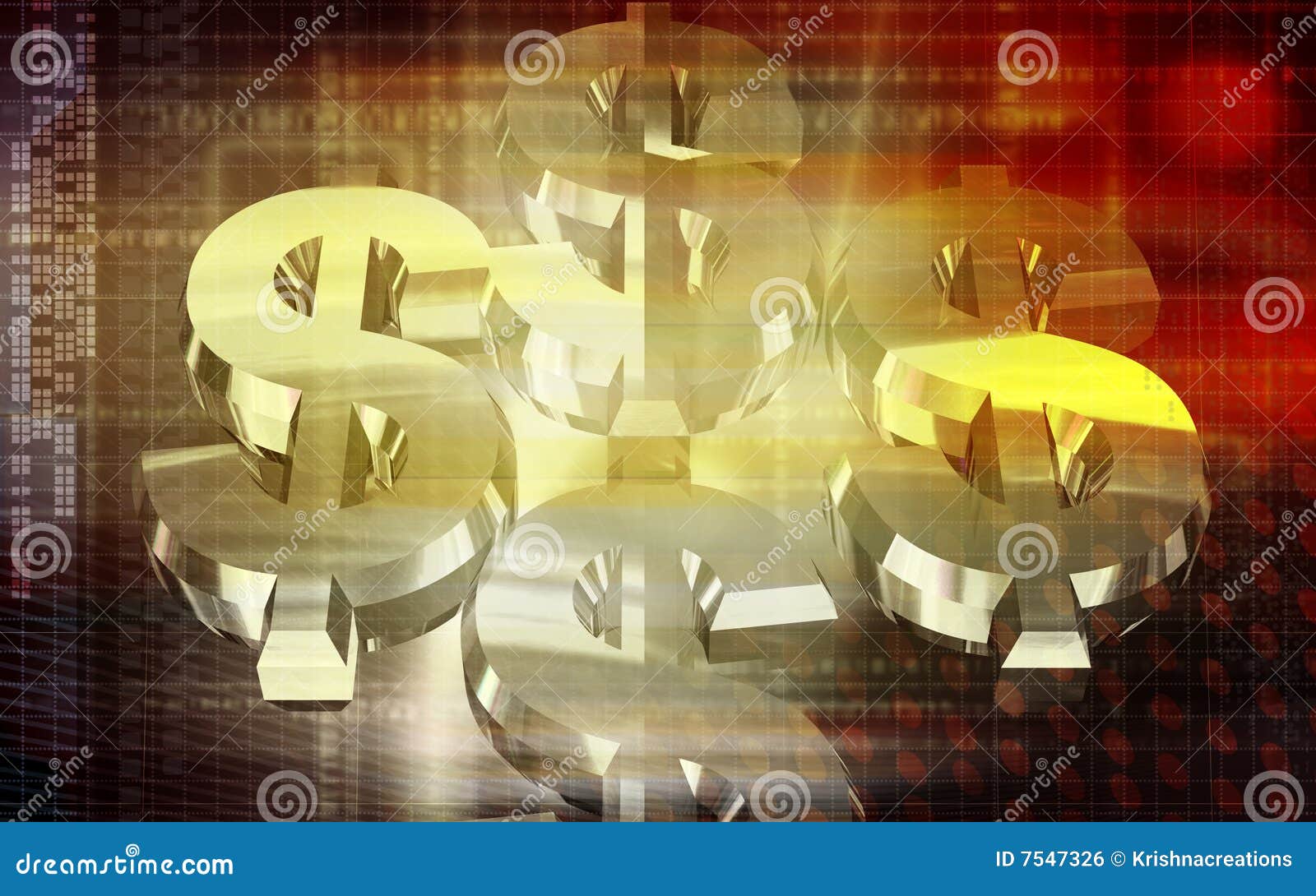 Dollar in golden colour stock illustration. Illustration of cost - 7547326