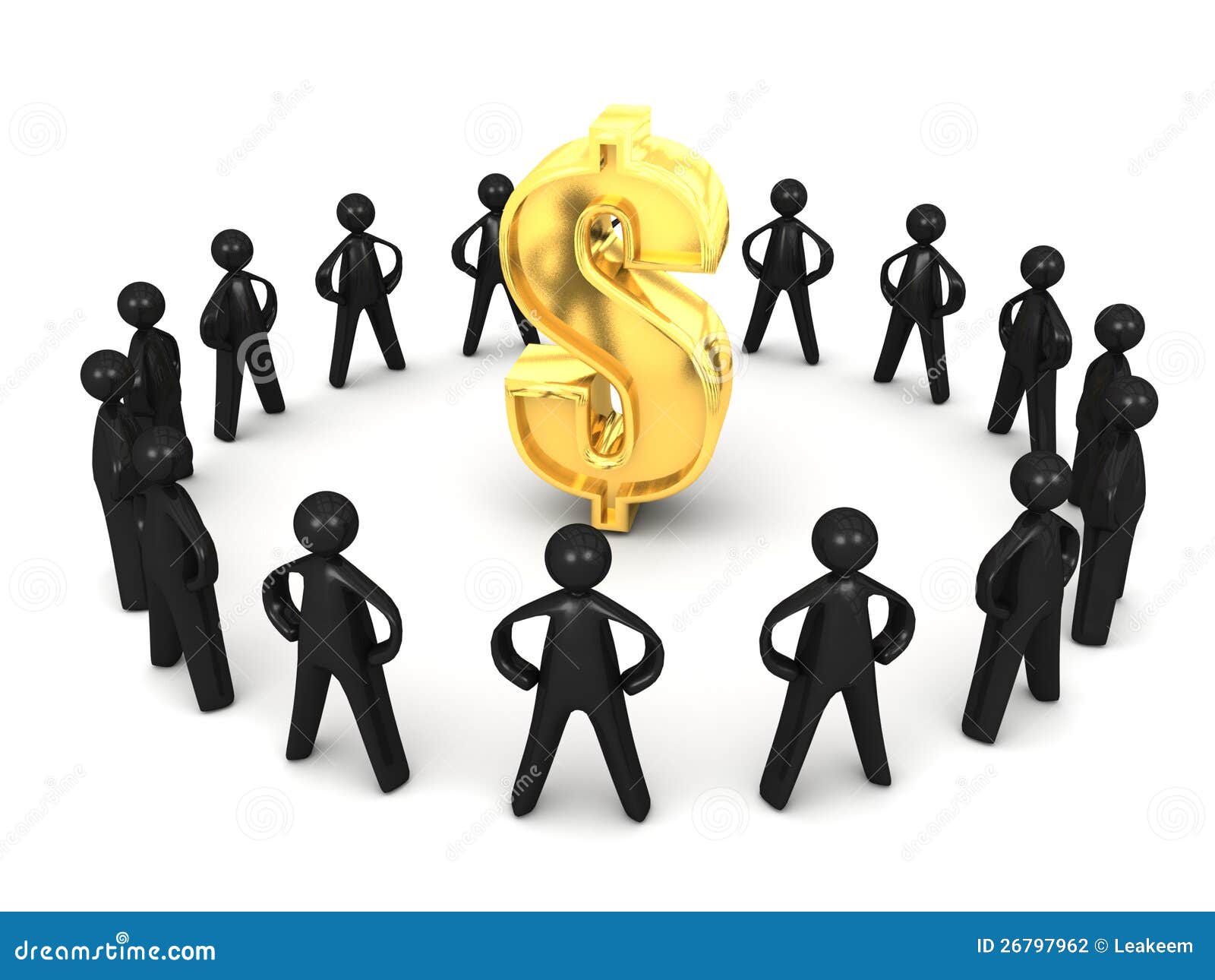 Dollar Group Circle Of Black Cartoon Men Royalty-Free Illustration ...