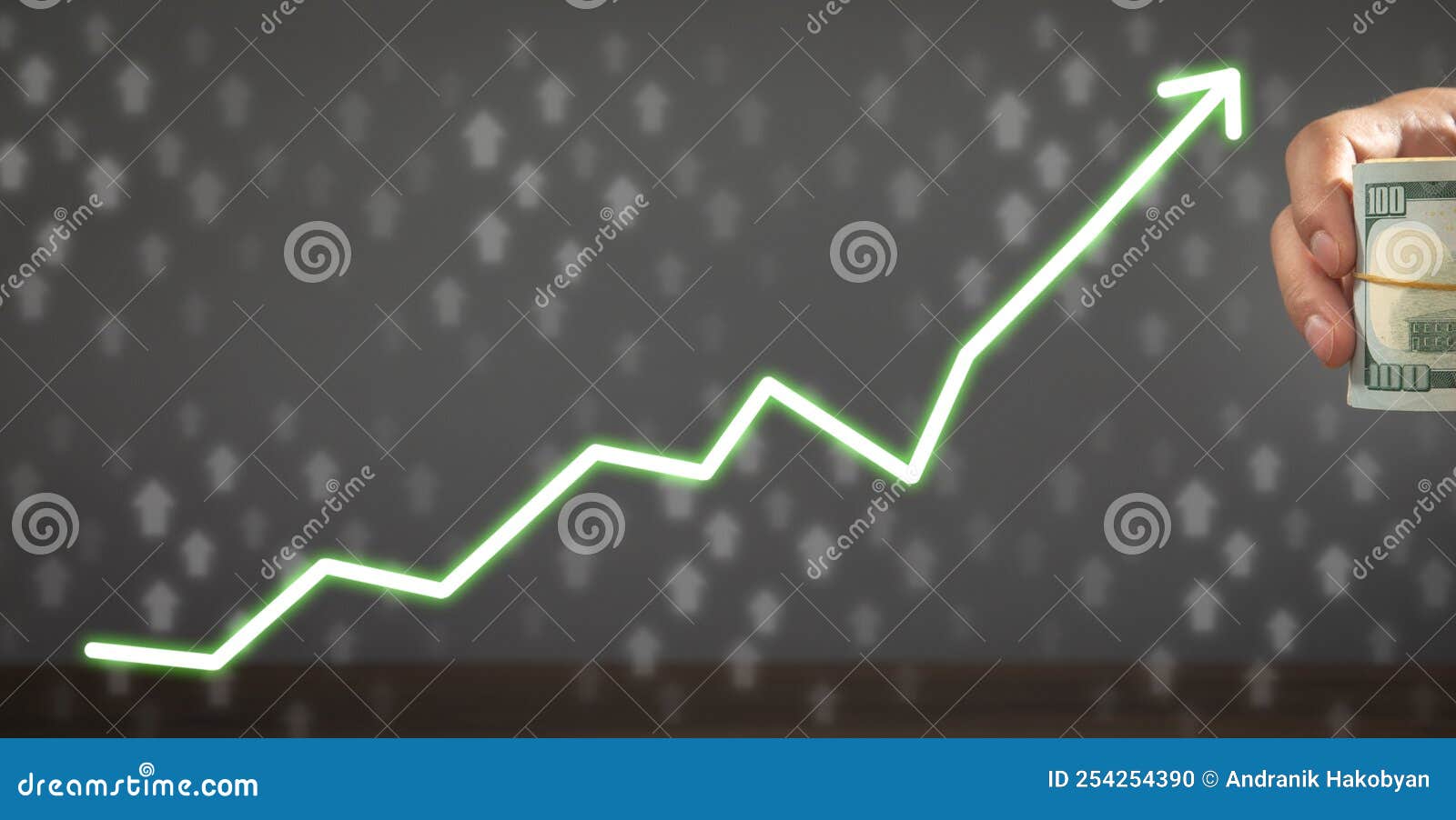 Dollar with a Growth Chart and Arrows Stock Photo - Image of increase ...