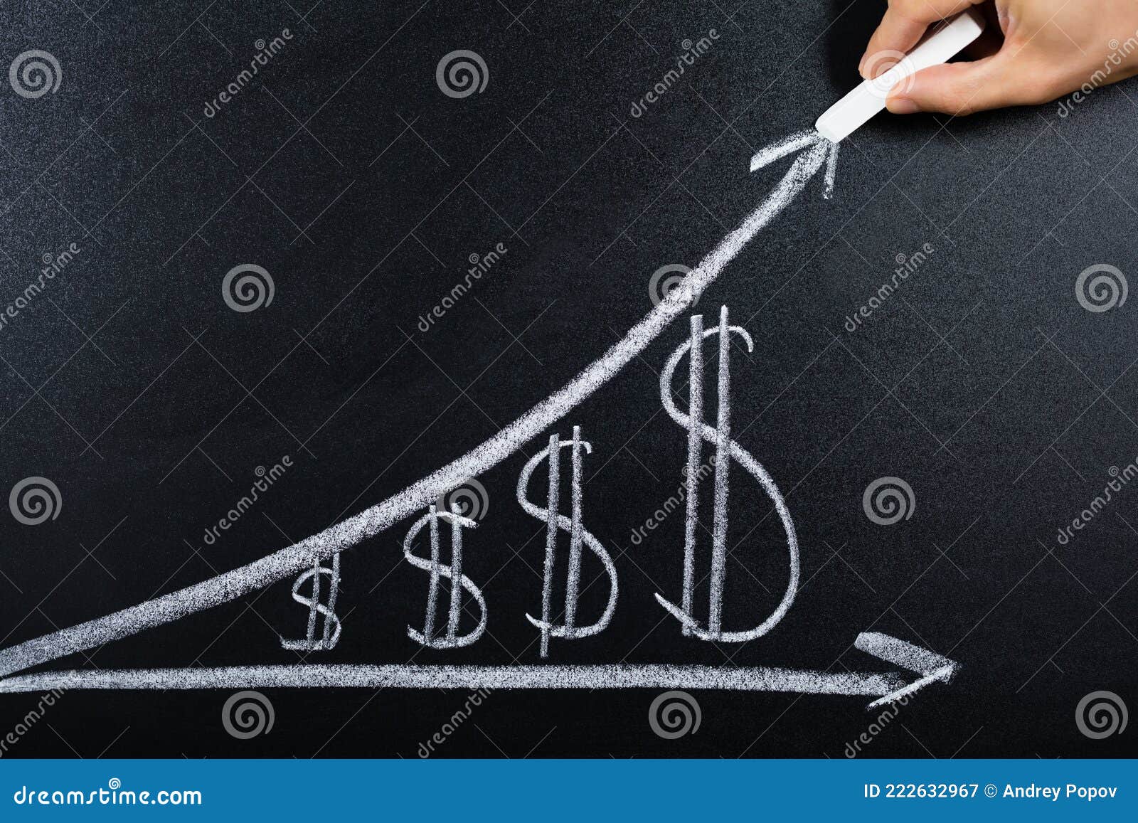Dollar Growth Chart Drawn on Blackboard Stock Image - Image of ...