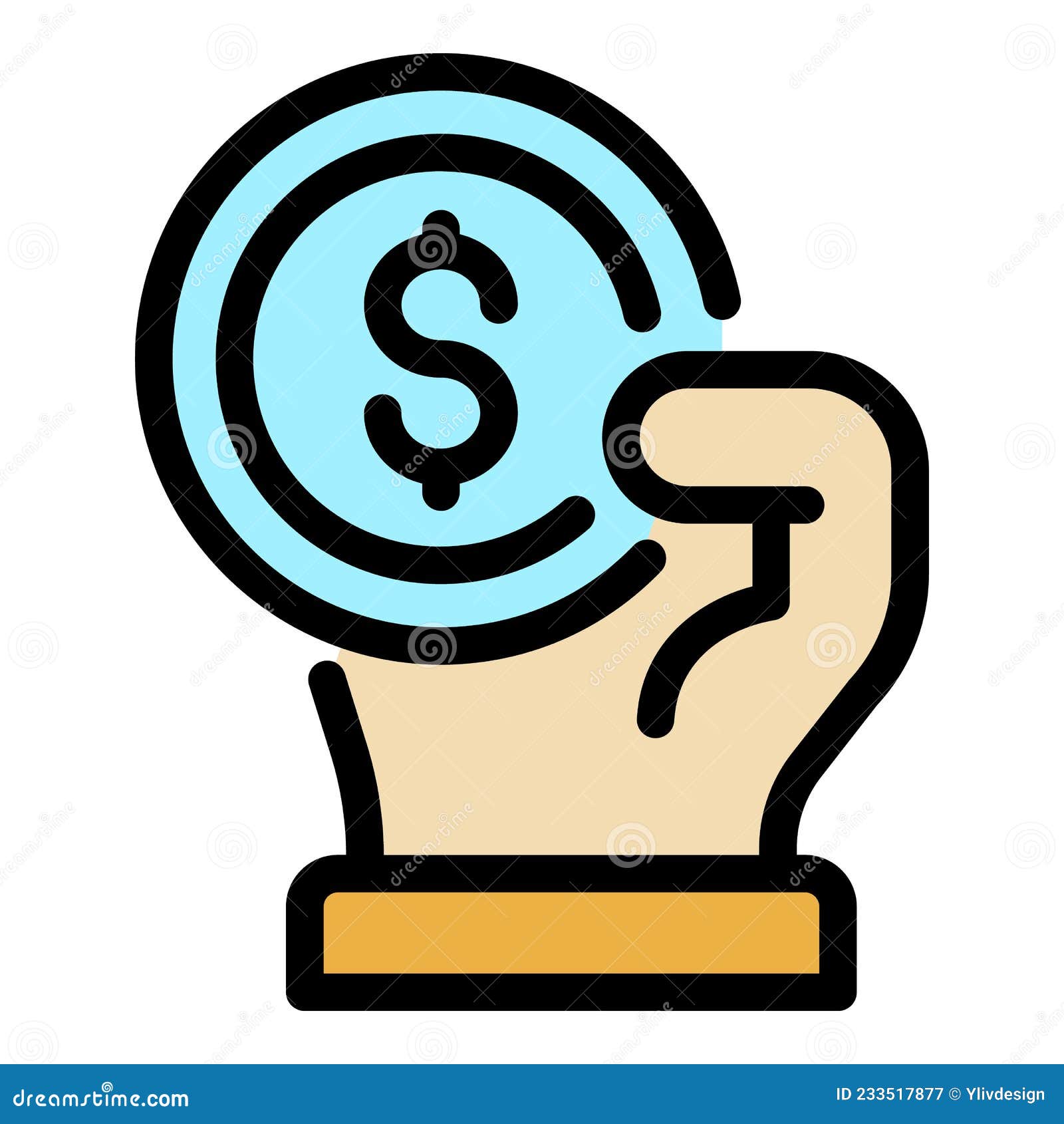 Dollar in Hand Icon Color Outline Vector Stock Vector - Illustration of ...