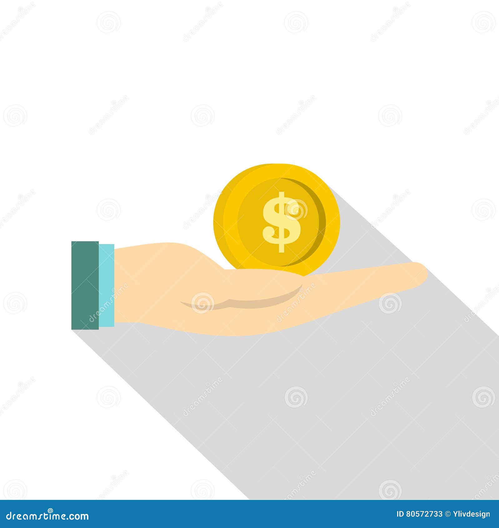 Dollar in Hand Icon, Flat Style Stock Vector - Illustration of giving ...