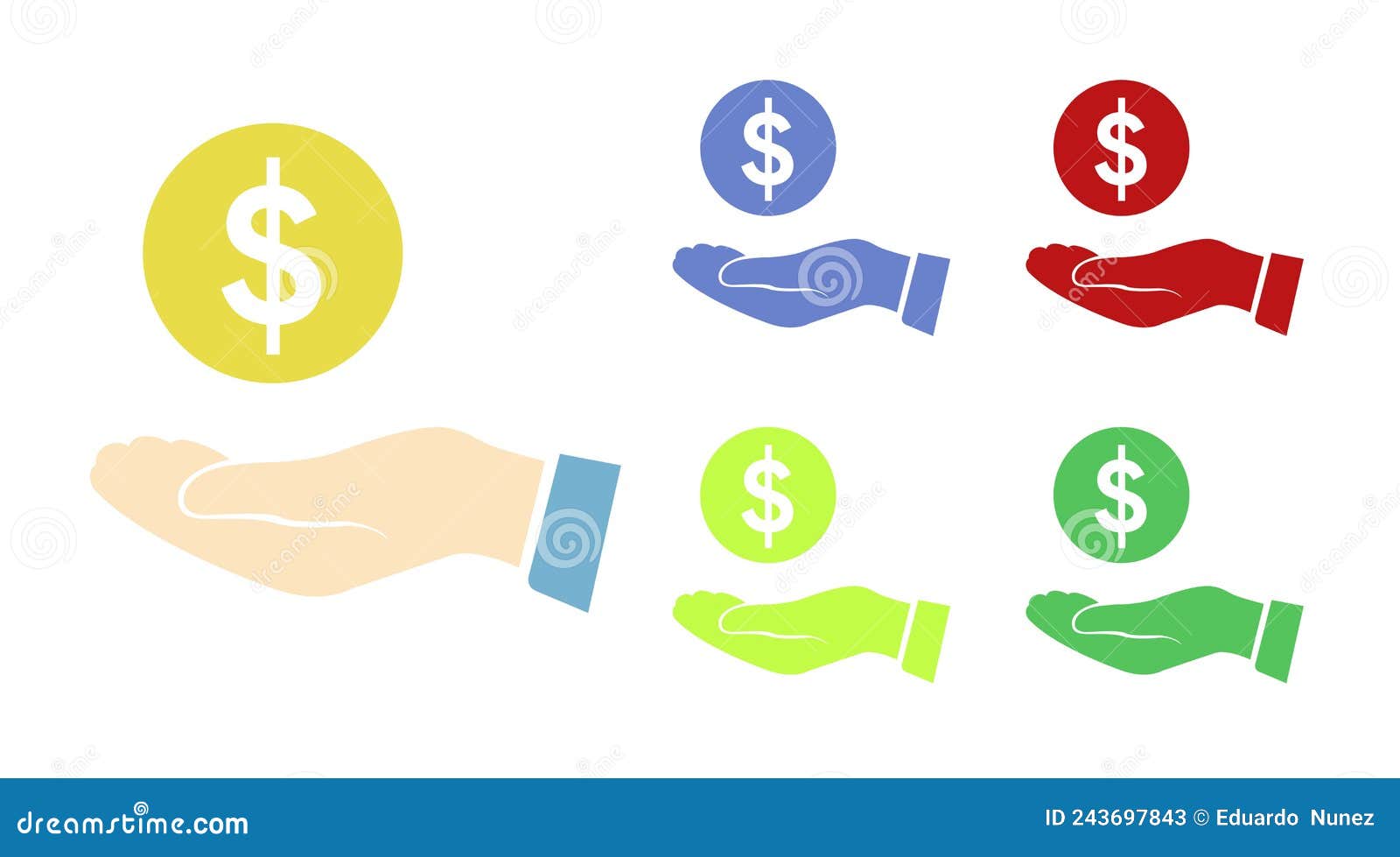 Dollar in a Hand Icon Set. Vector Isolated Flat Editable Stock Vector ...