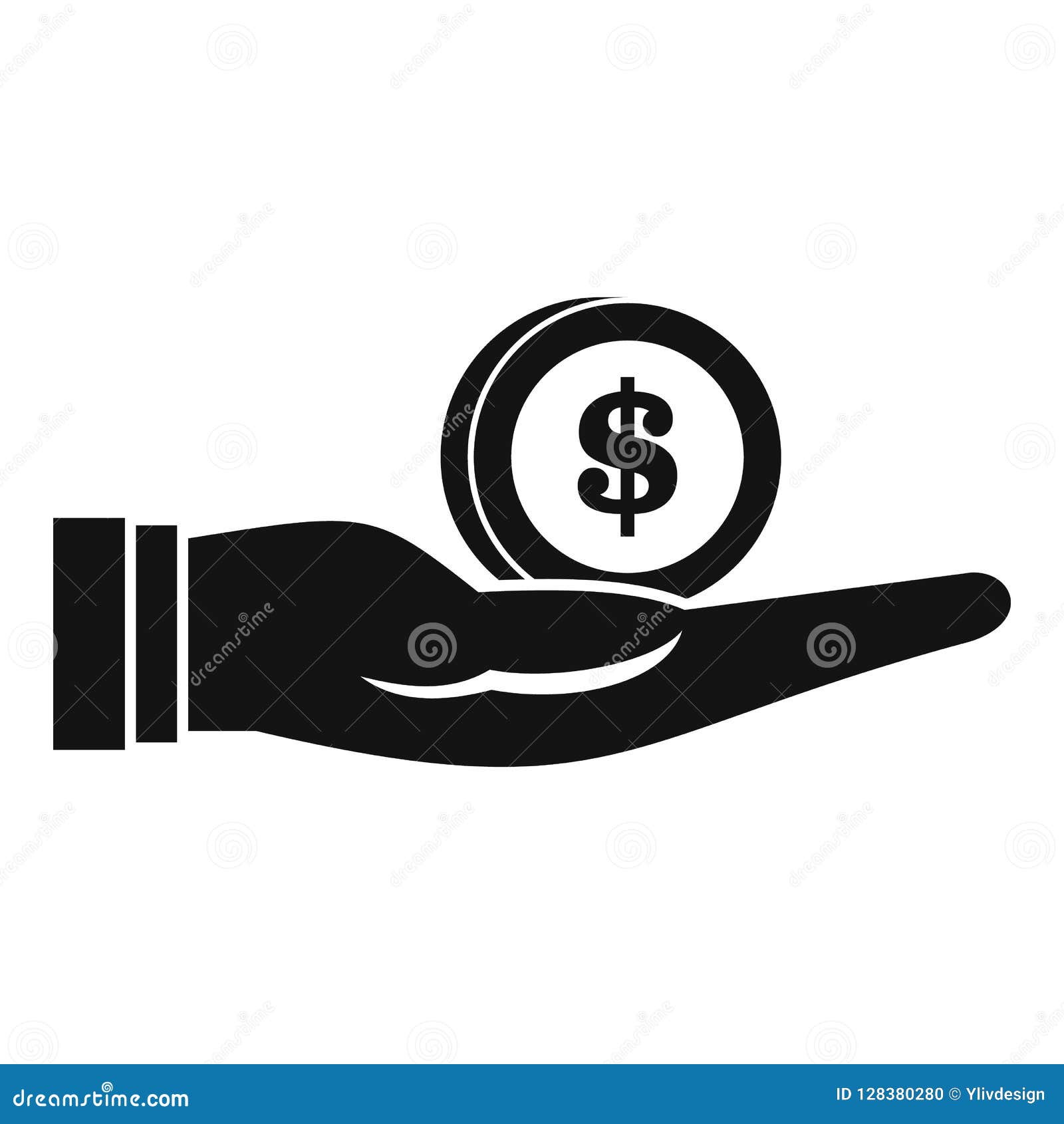 Dollar in Hand Icon, Simple Style Stock Illustration - Illustration of ...