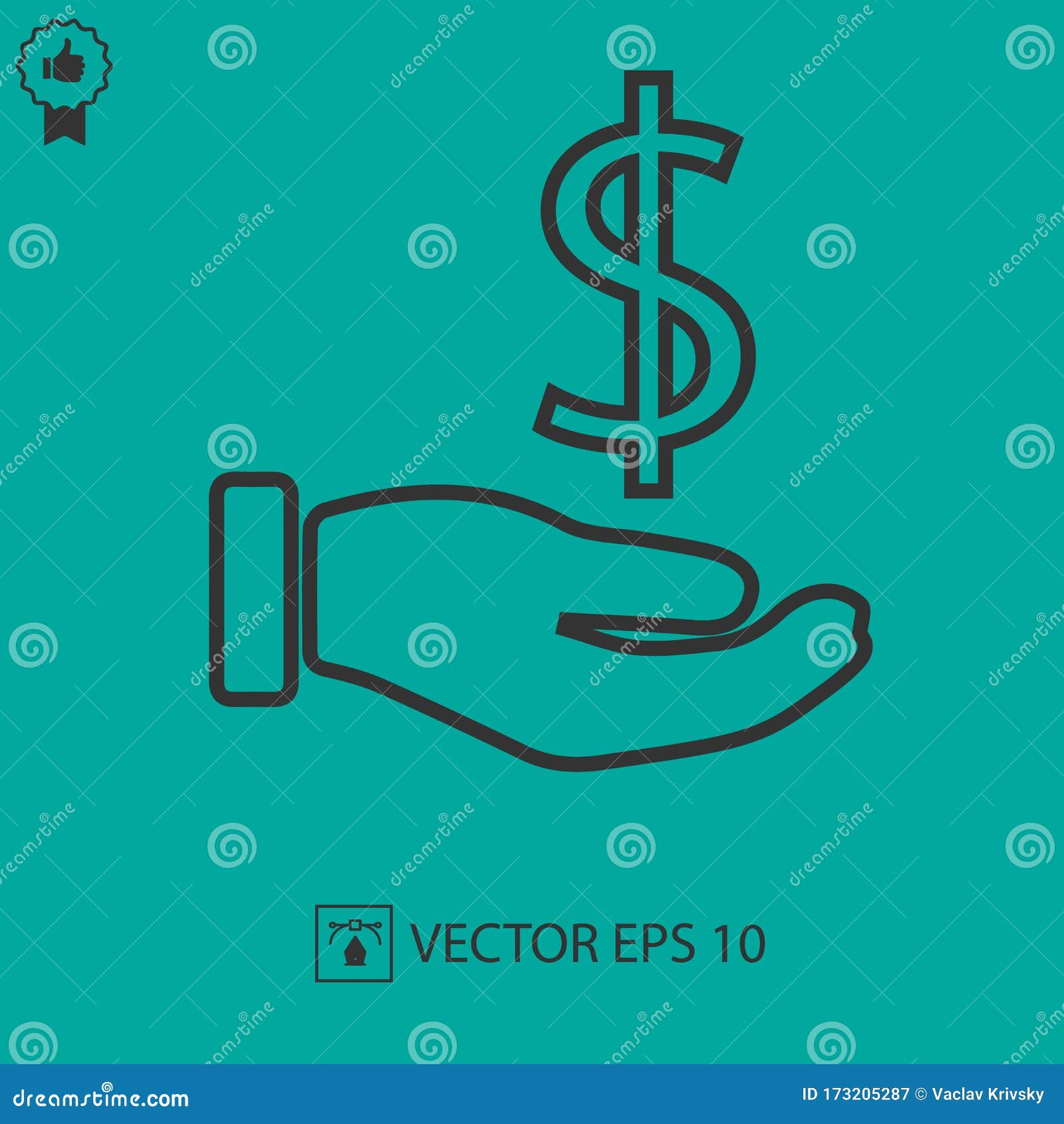 Dollar in hand vector icon stock vector. Illustration of line - 173205287