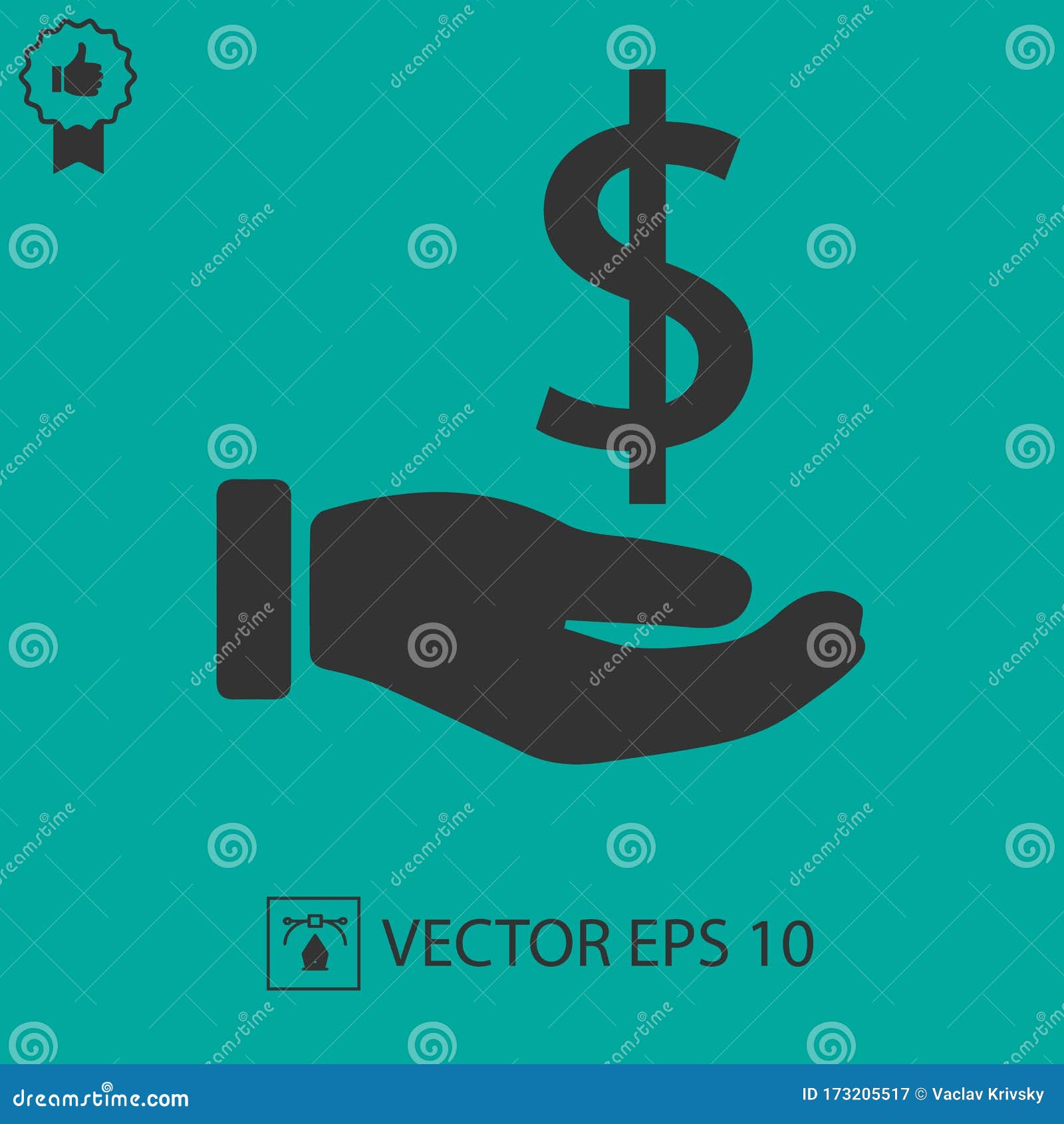 Dollar in hand vector icon stock vector. Illustration of coin - 173205517