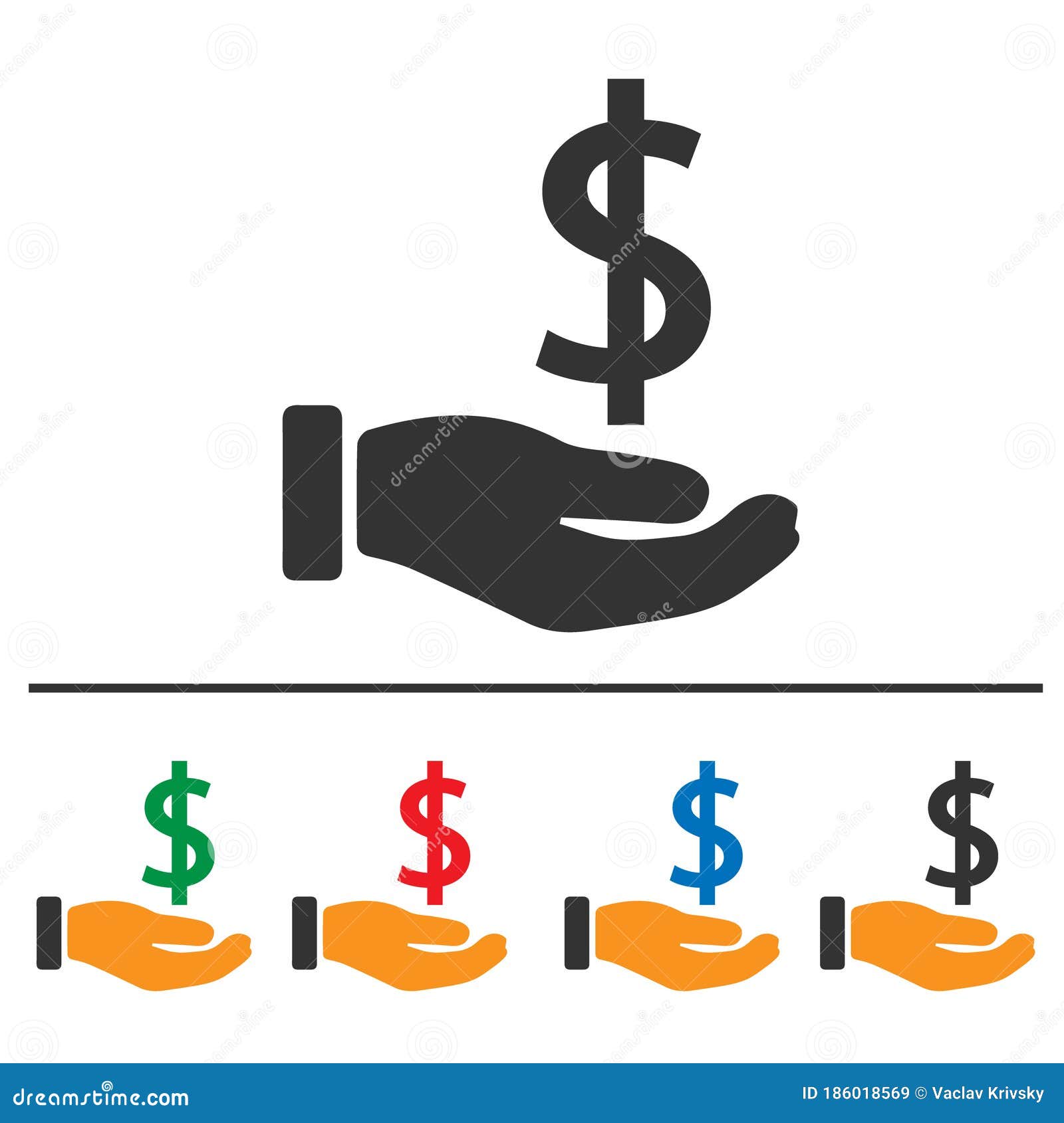 Dollar in Hand Vector Icon. Money Symbol Simpleisolated Illustration ...