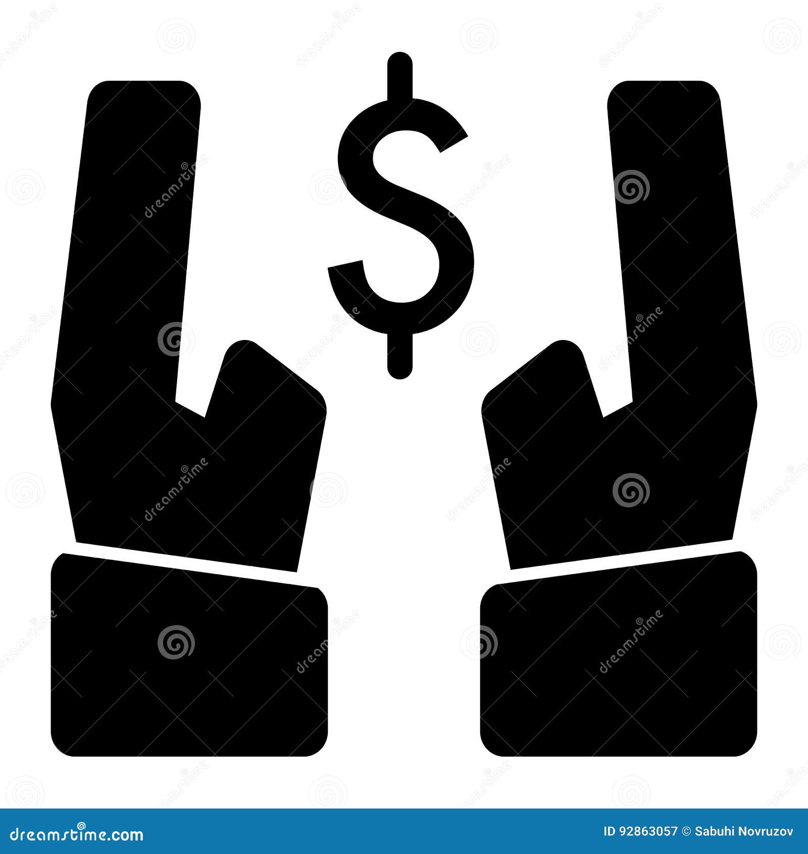 Dollar in Hands Vector Icon. Black and White Money Illustration. Solid ...