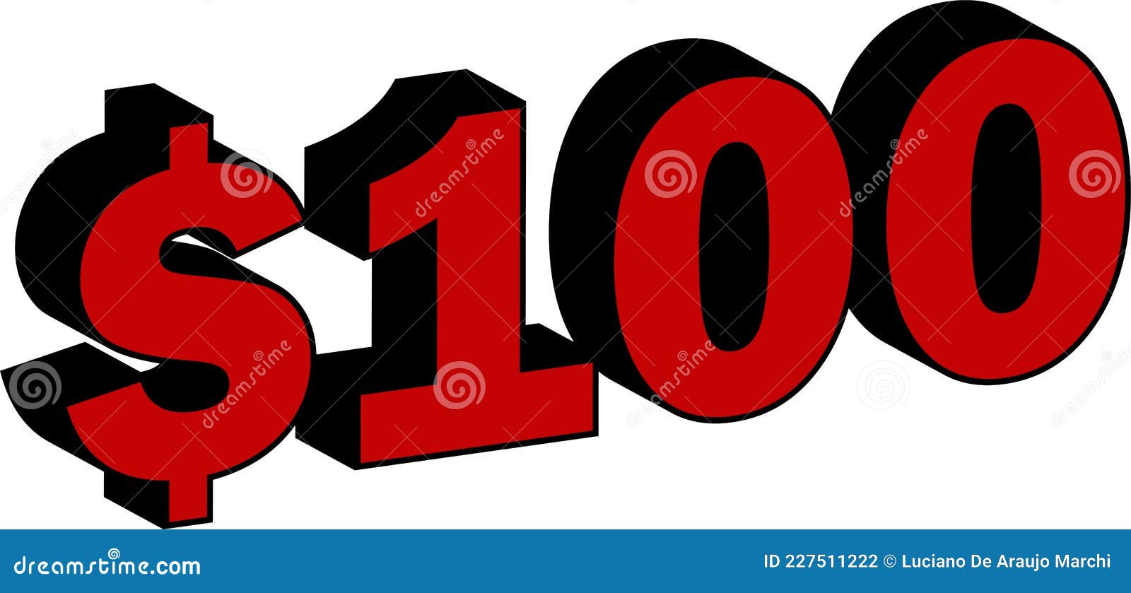$100 Dollar Hundred Price Symbol Red Stock Illustration - Illustration ...