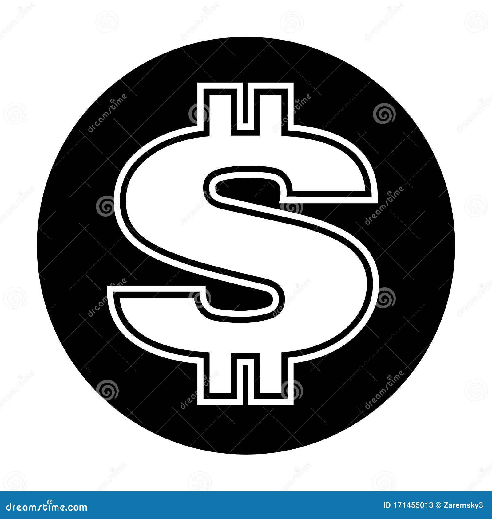 Dollar Icon Black and White Vector Illustration Stock Vector ...