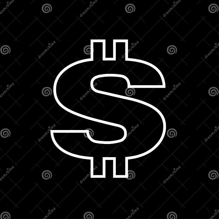 Dollar Icon Black and White Vector Illustration Stock Vector ...