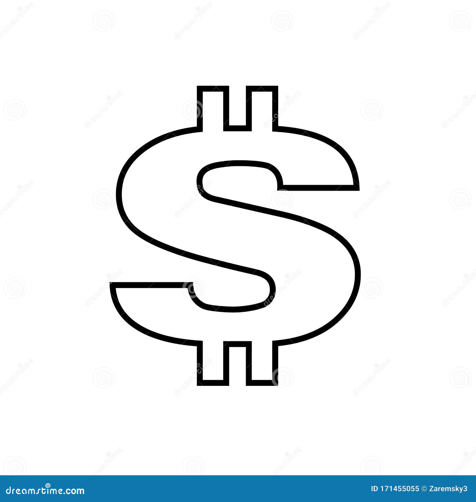 Dollar Icon Black and White Vector Illustration Stock Vector ...