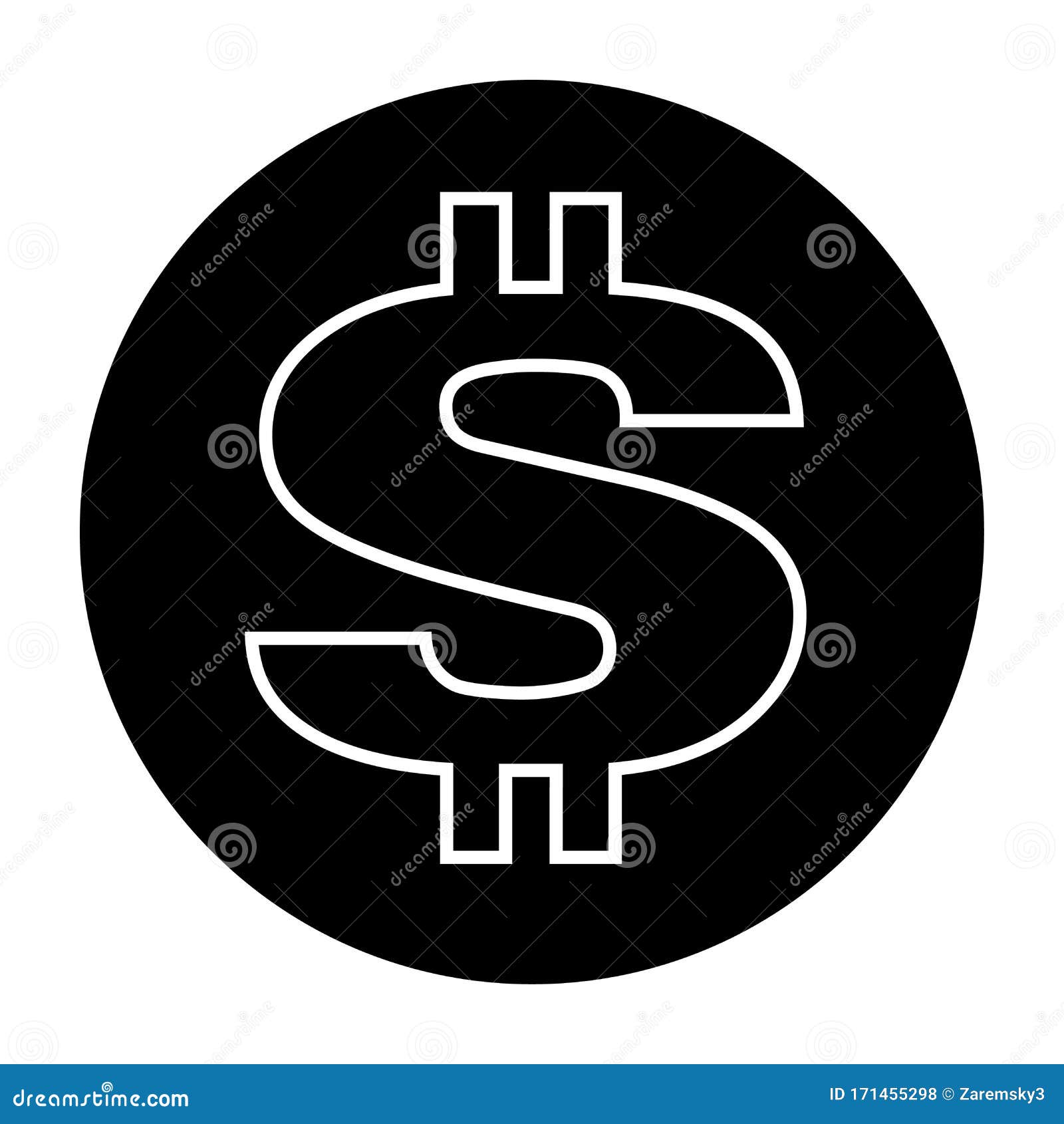 Dollar Icon Black and White Vector Illustration Stock Vector ...
