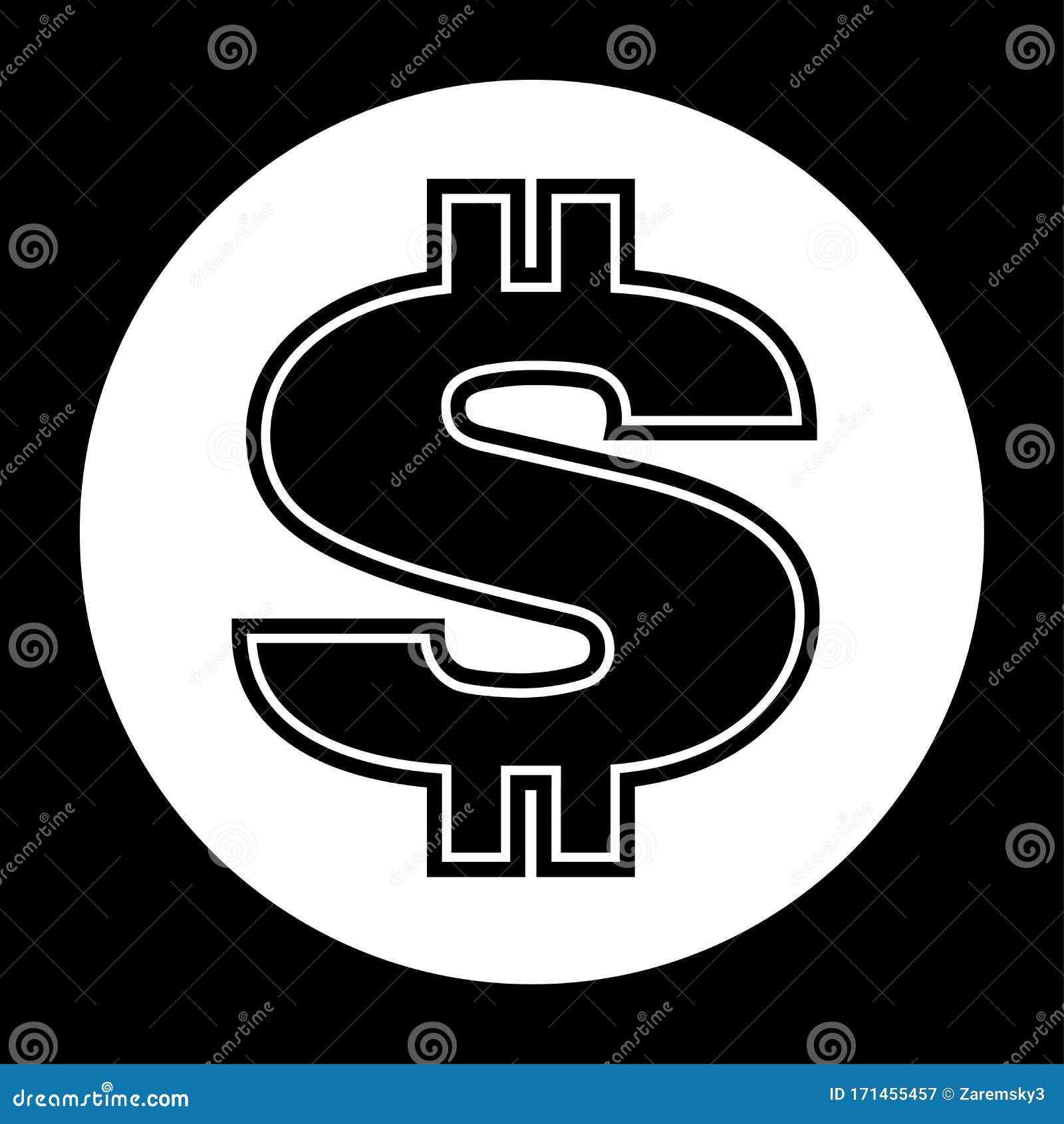 Dollar Icon Black and White Vector Illustration Stock Vector ...