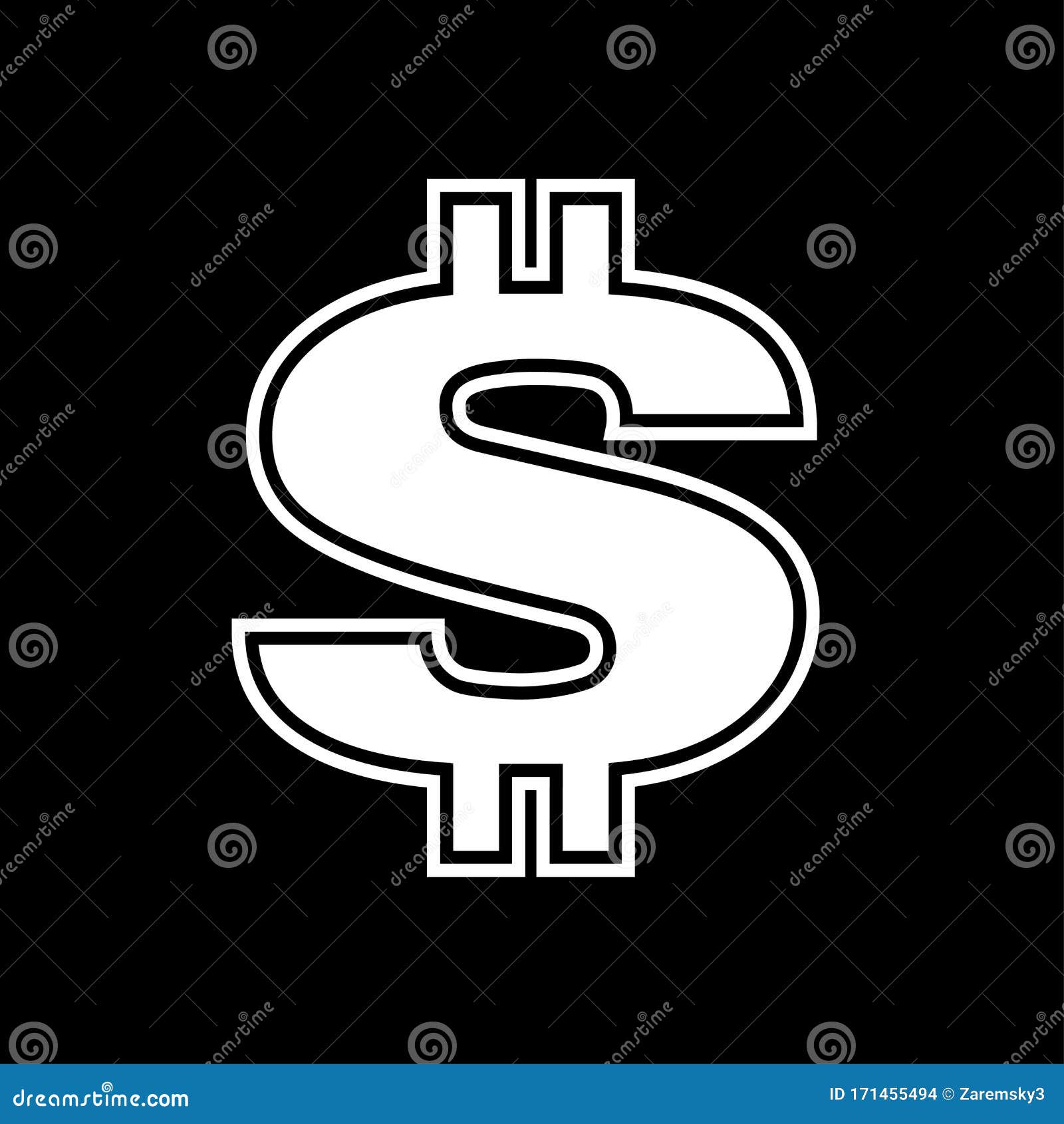 Dollar Icon Black and White Vector Illustration Stock Vector ...