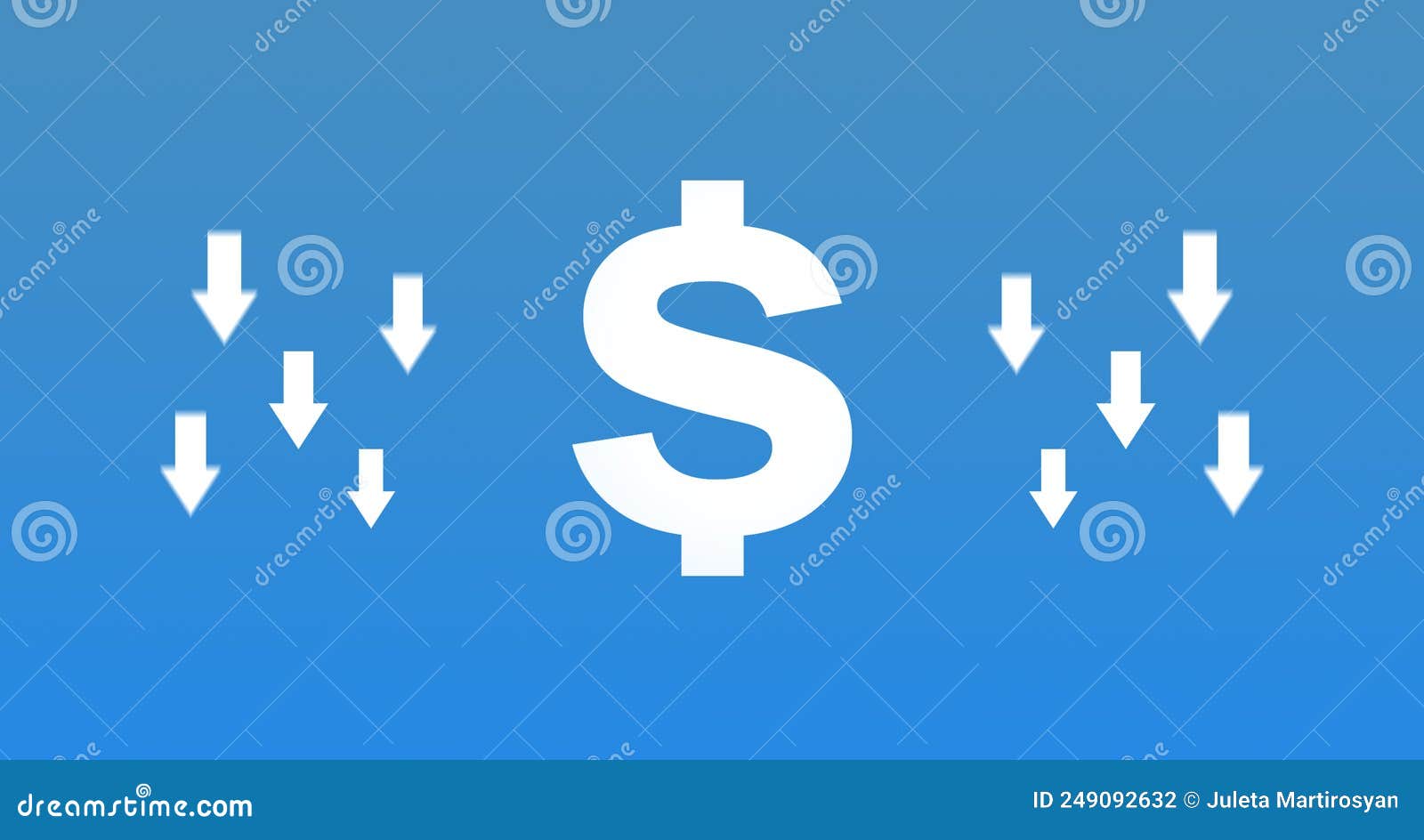 Dollar Icon with Down Arrow. Falling Rate Stock Illustration ...