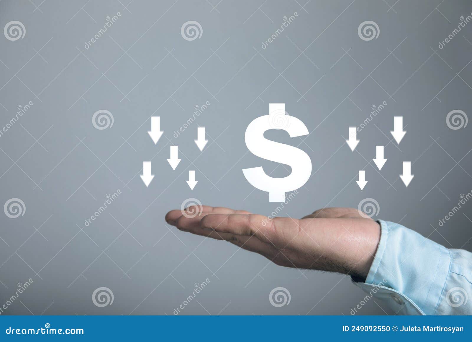 Dollar Icon with Down Arrow. Falling Rate Stock Photo - Image of crisis ...