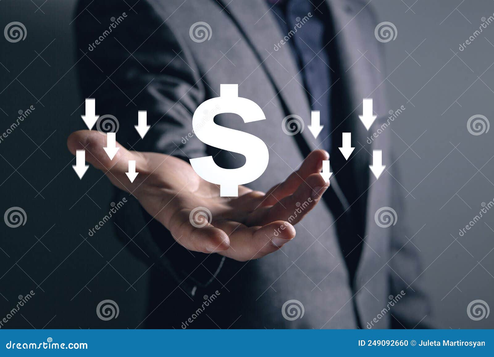 Dollar Icon with Down Arrow. Falling Rate Stock Photo - Image of design ...