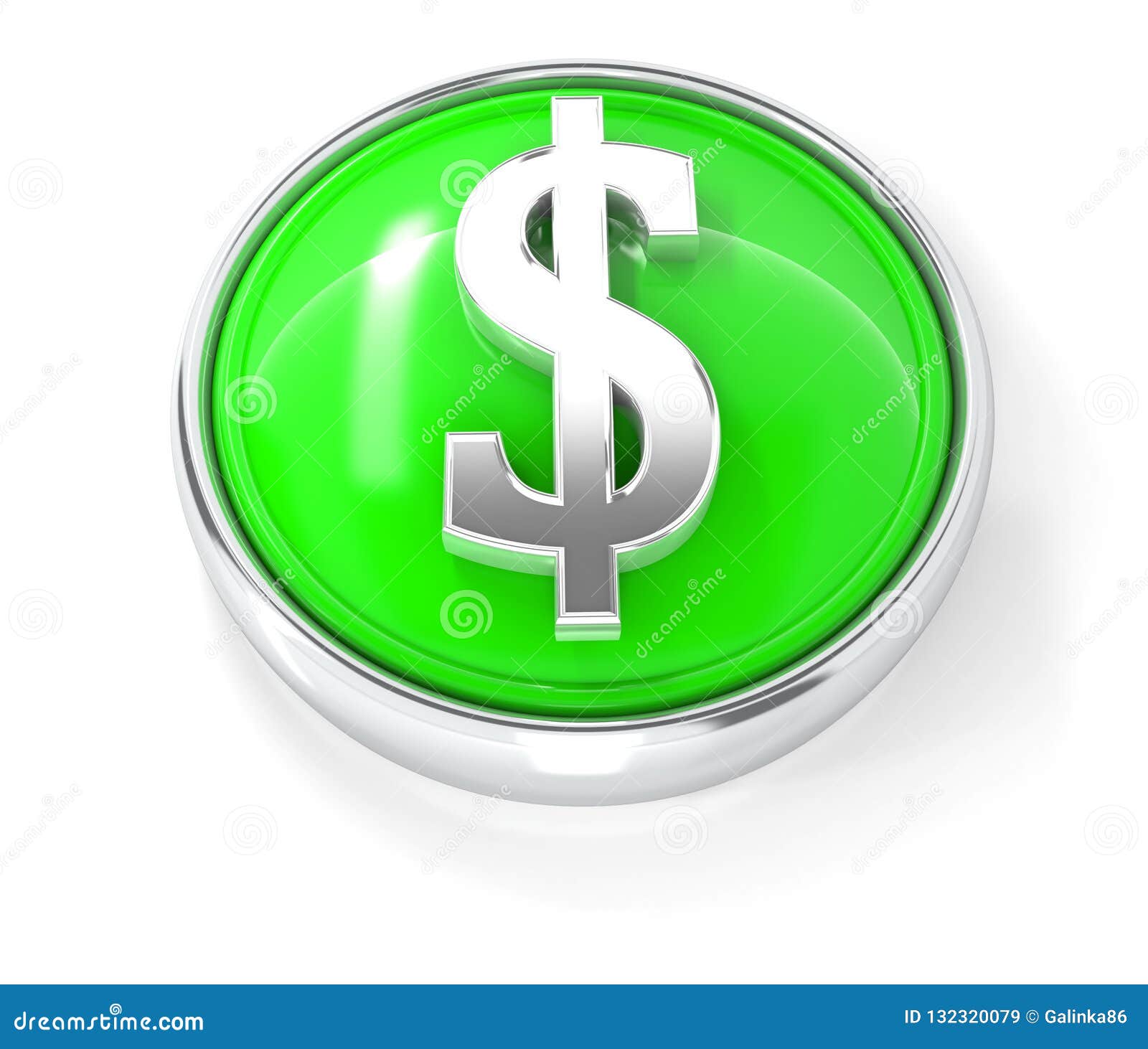 Dollar Icon on Glossy Green Round Button Stock Illustration ...