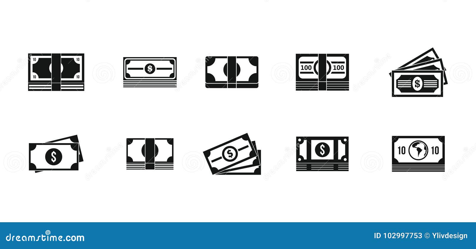 Dollar Icon Set, Simple Style Stock Vector - Illustration of bill ...