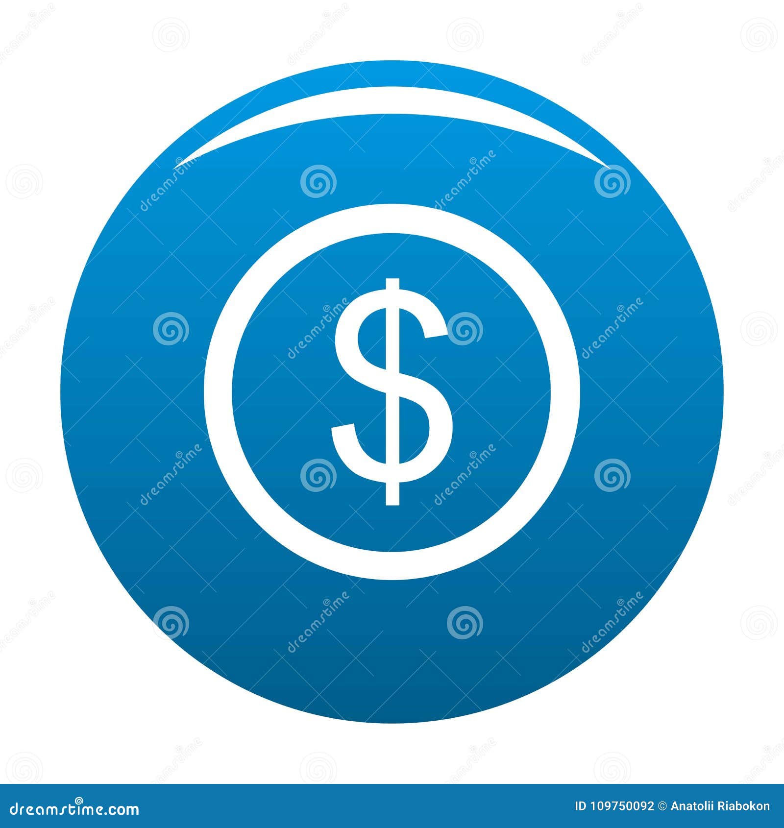 Dollar icon blue vector stock vector. Illustration of financial - 109750092