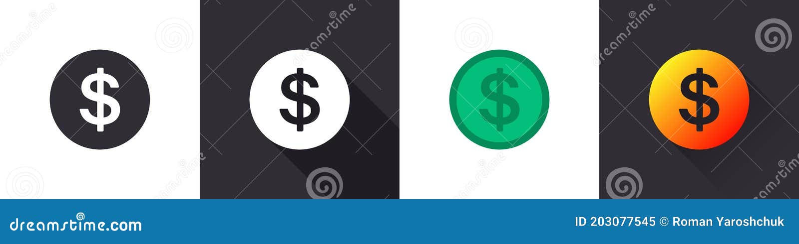Dollar Icons. Round Dollar Icons. Concept Icons. Icons Different Style ...