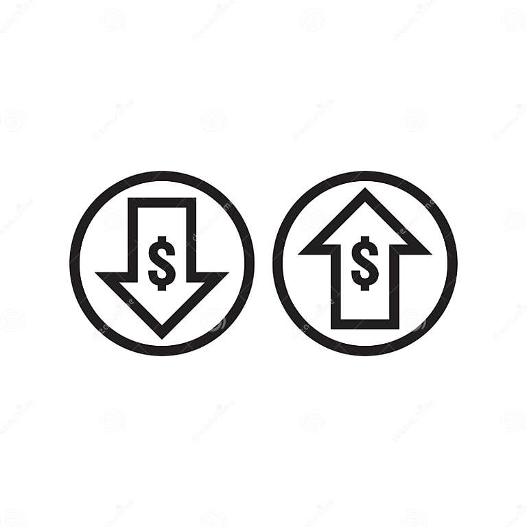 Dollar Increase Decrease Icon. Money Symbol with Arrow Stretching ...