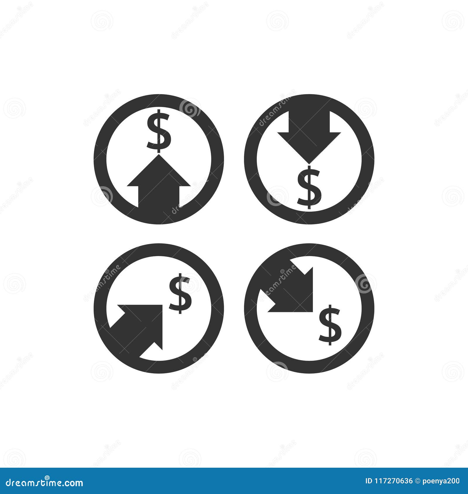 Dollar Increase Decrease Icon. Money Symbol with Arrow Stretching ...