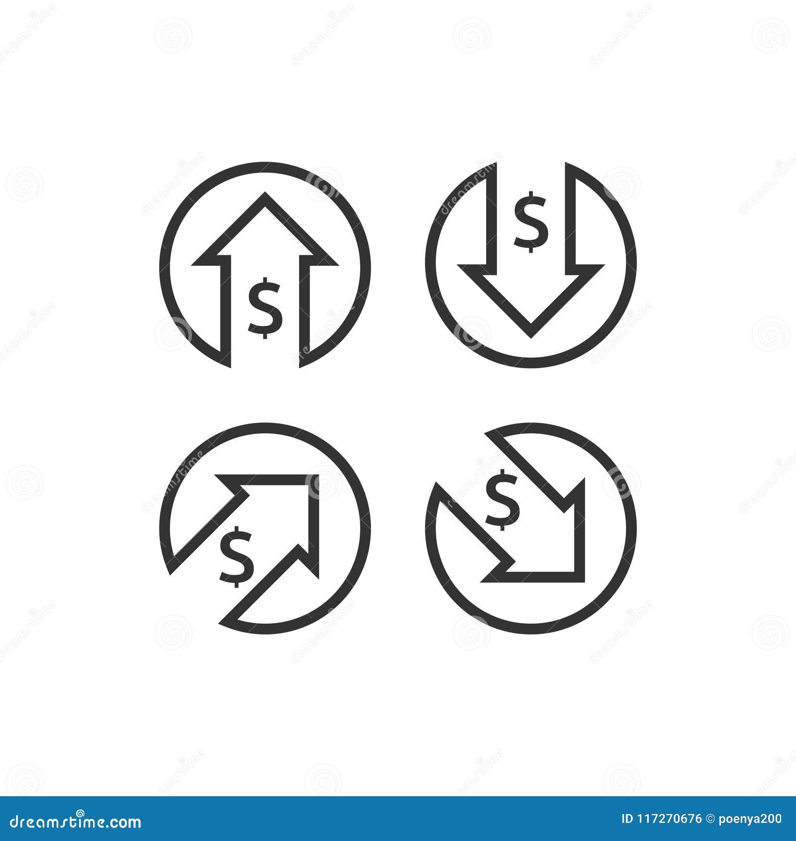 Dollar Increase Decrease Icon. Money Symbol with Arrow Stretching ...