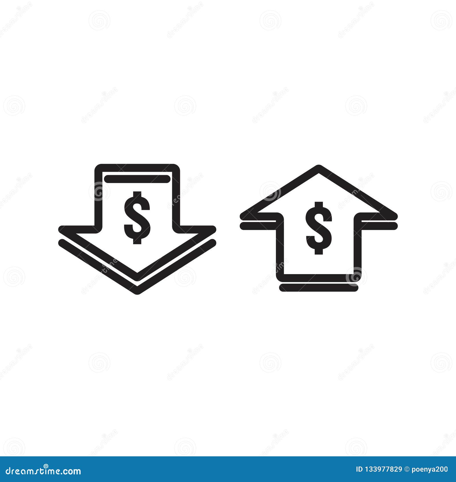 Dollar Increase Decrease Icon. Money Symbol with Arrow Stretching ...