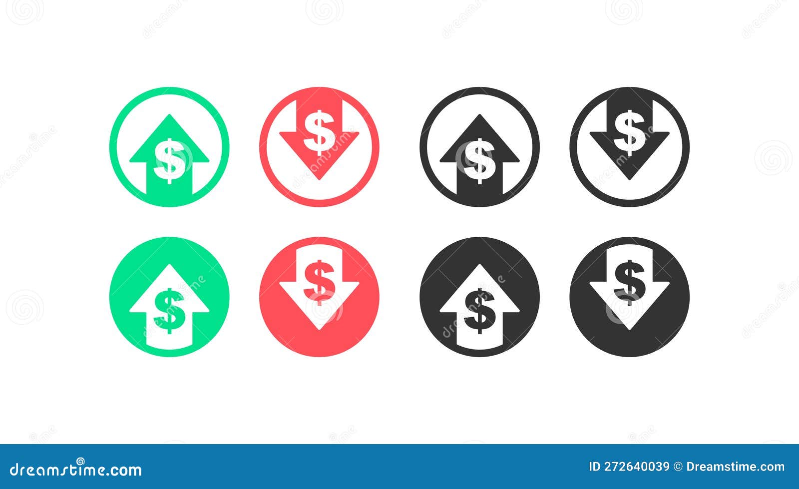 Dollar Increase and Decrease Icon. the Rise and Fall of the Dollar Vector Stock Vector ...