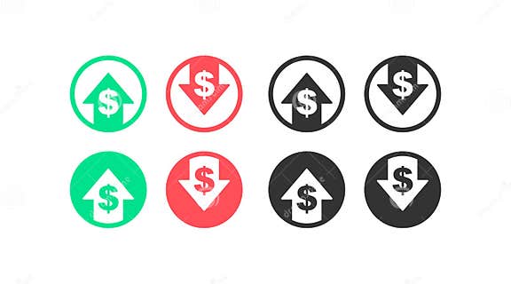 Dollar Increase and Decrease Icon. the Rise and Fall of the Dollar Vector Stock Vector ...