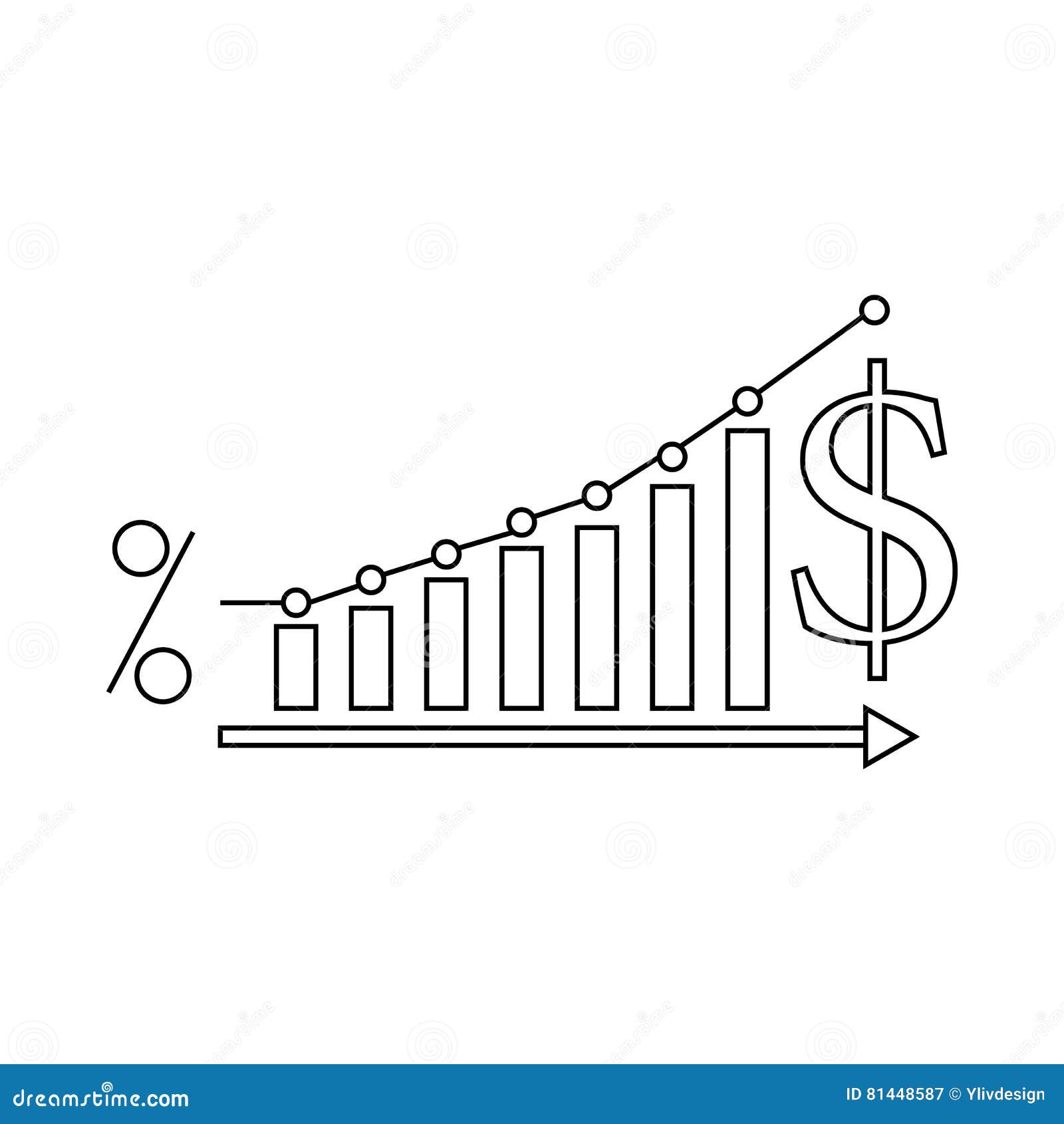 Dollar Increase Graph Icon, Outline Style Stock Vector - Illustration ...