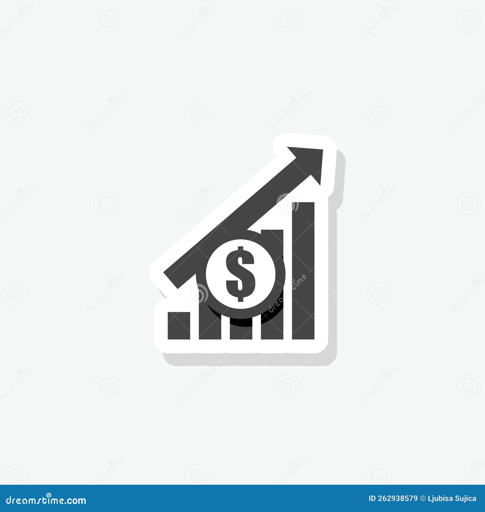 Dollar Increase Icon Sticker Isolated on White Stock Vector ...