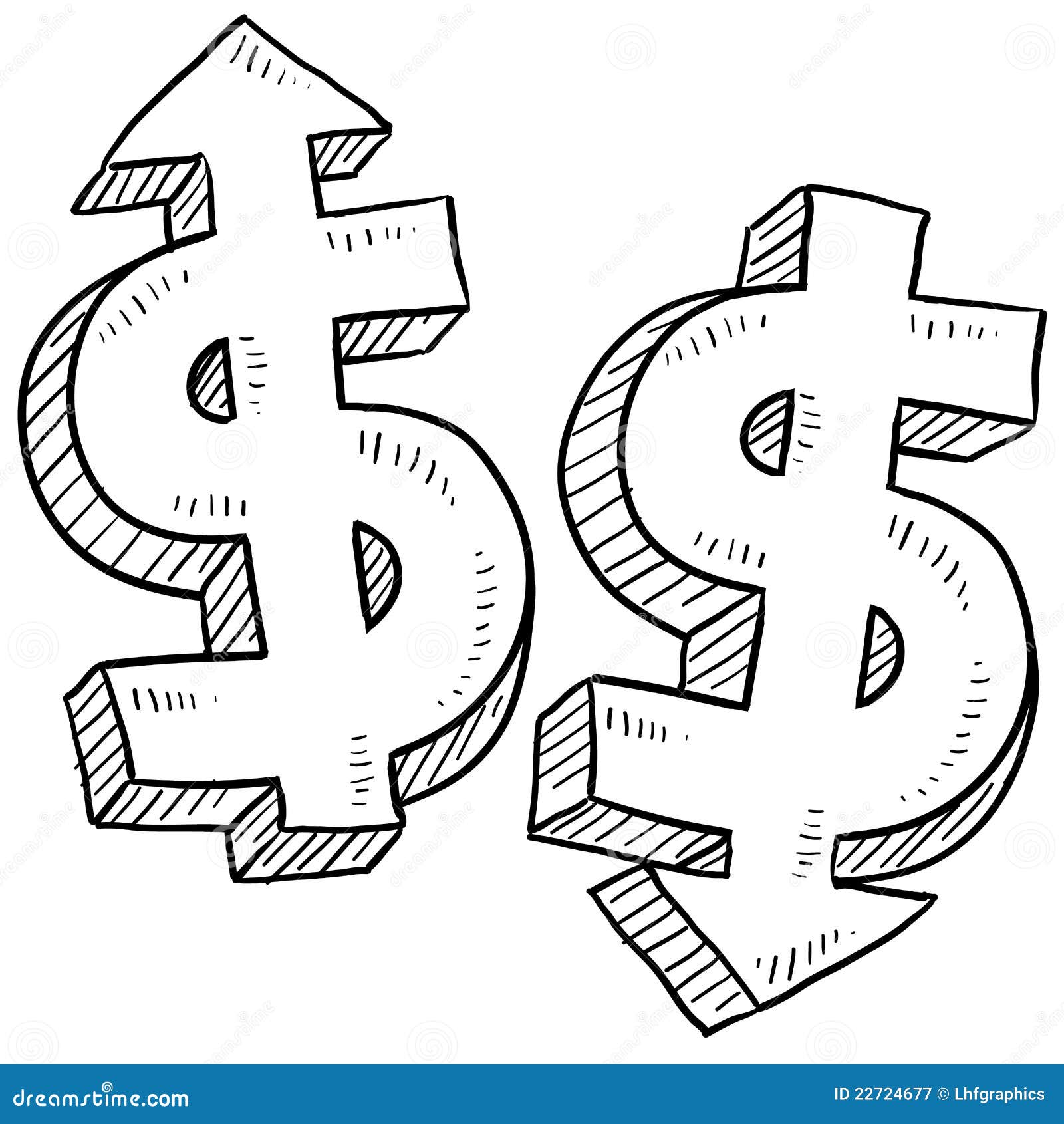 Dollar Inflating and Deflating Sketch Stock Vector - Illustration of ...