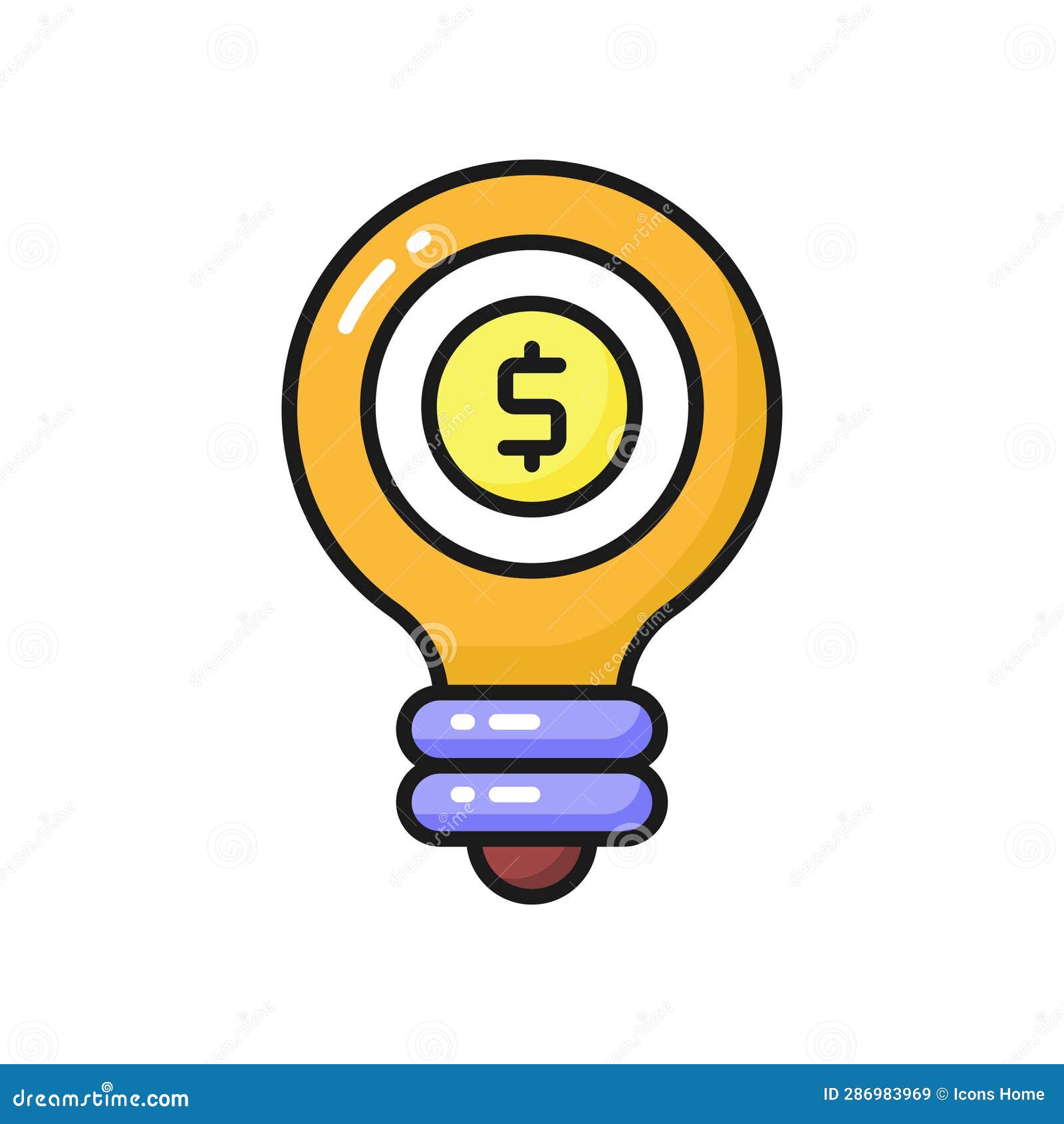 Dollar Inside Bulb Depicting Innovative Idea, Financial Idea Icon ...