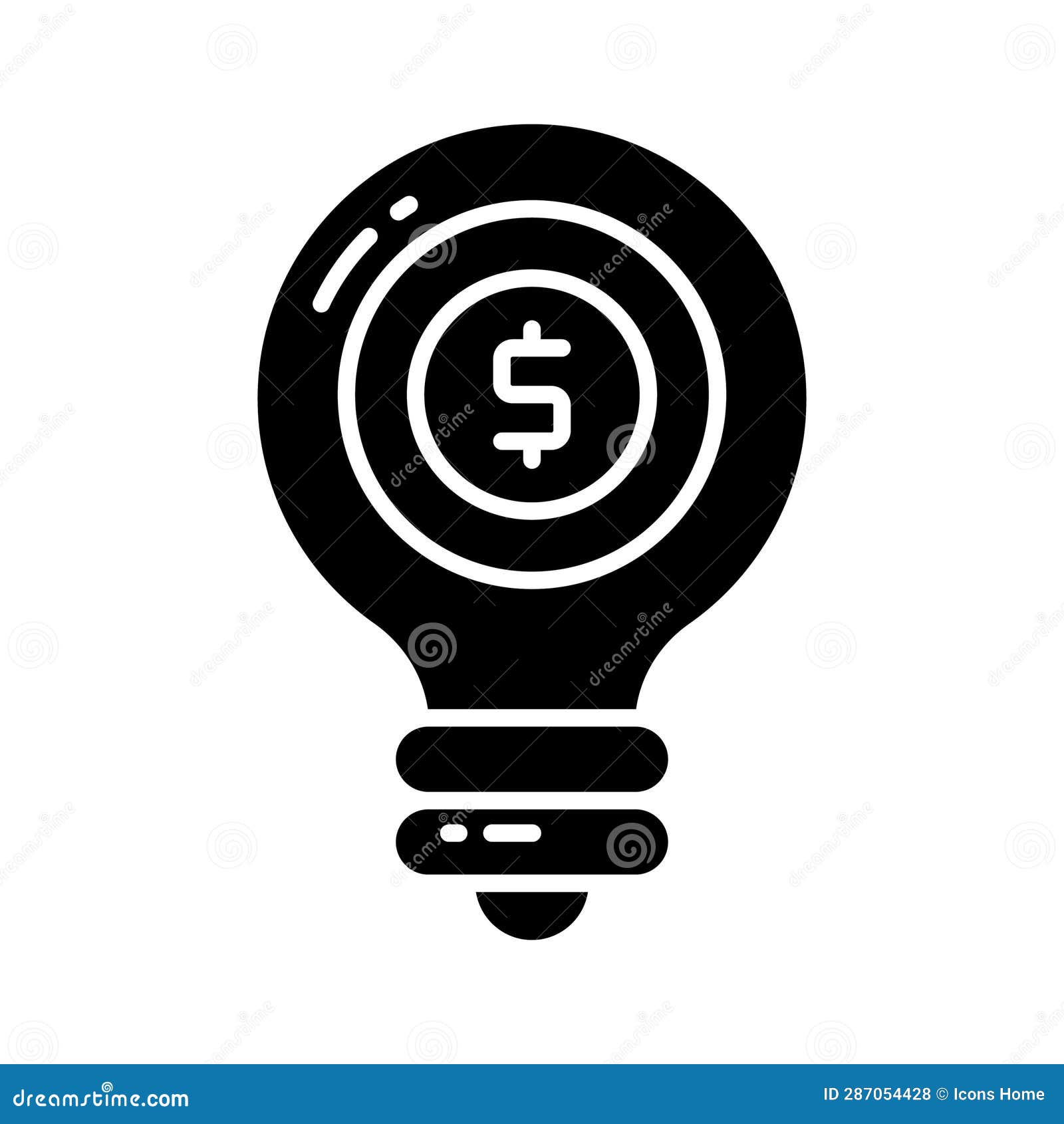 Dollar Inside Bulb Depicting Innovative Idea, Financial Idea Icon ...