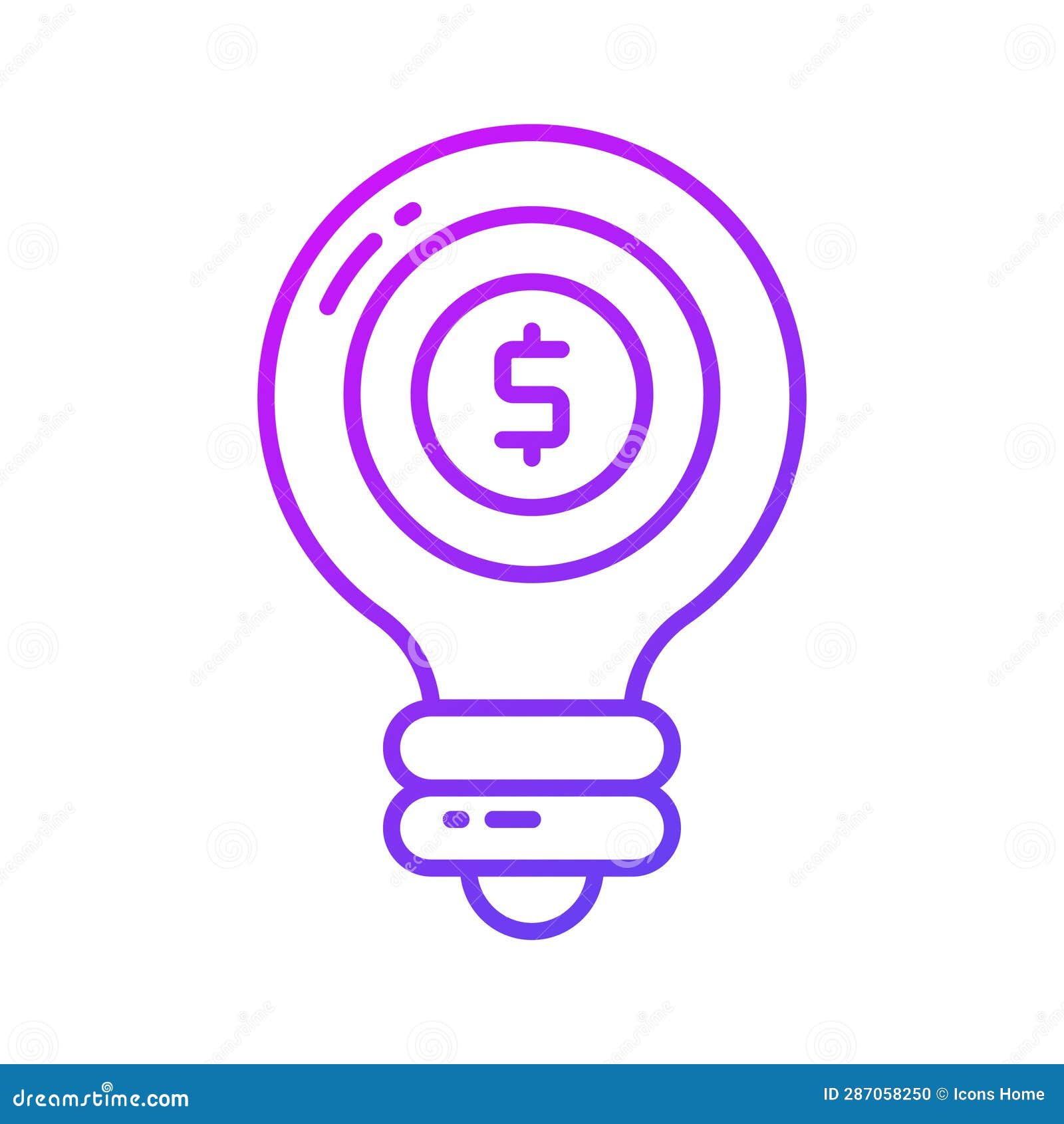 Dollar Inside Bulb Depicting Innovative Idea, Financial Idea Icon ...