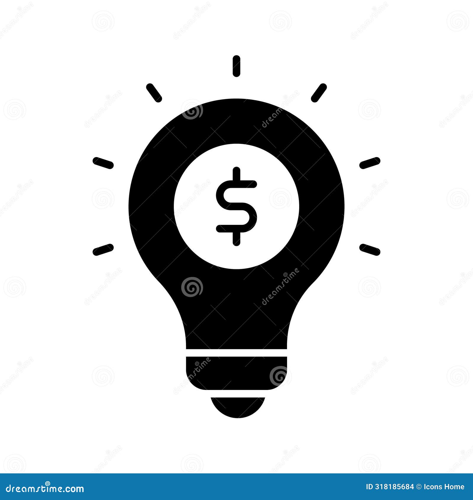 Dollar Inside Bulb Depicting Innovative Idea, Financial Idea Icon ...