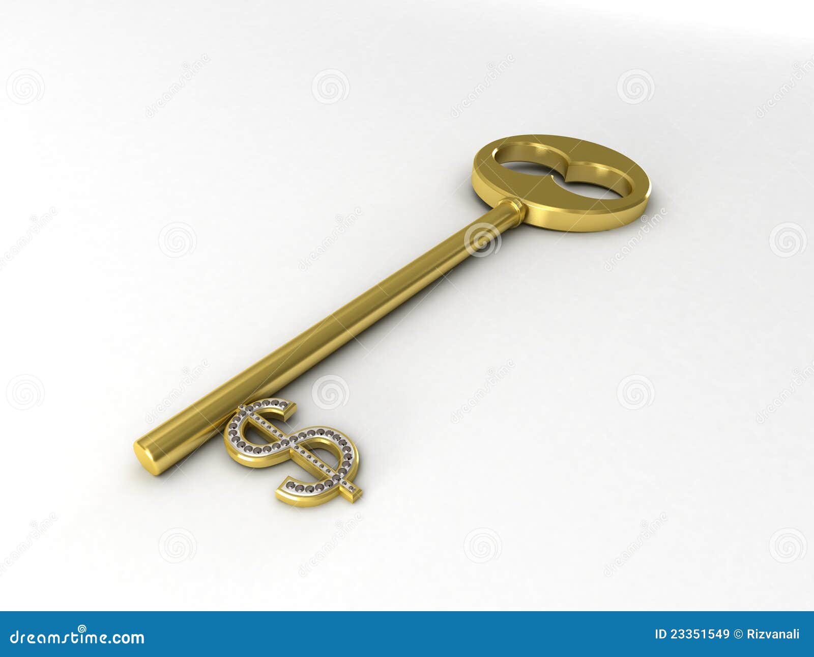 Dollar key stock illustration. Illustration of sign, platinum - 23351549